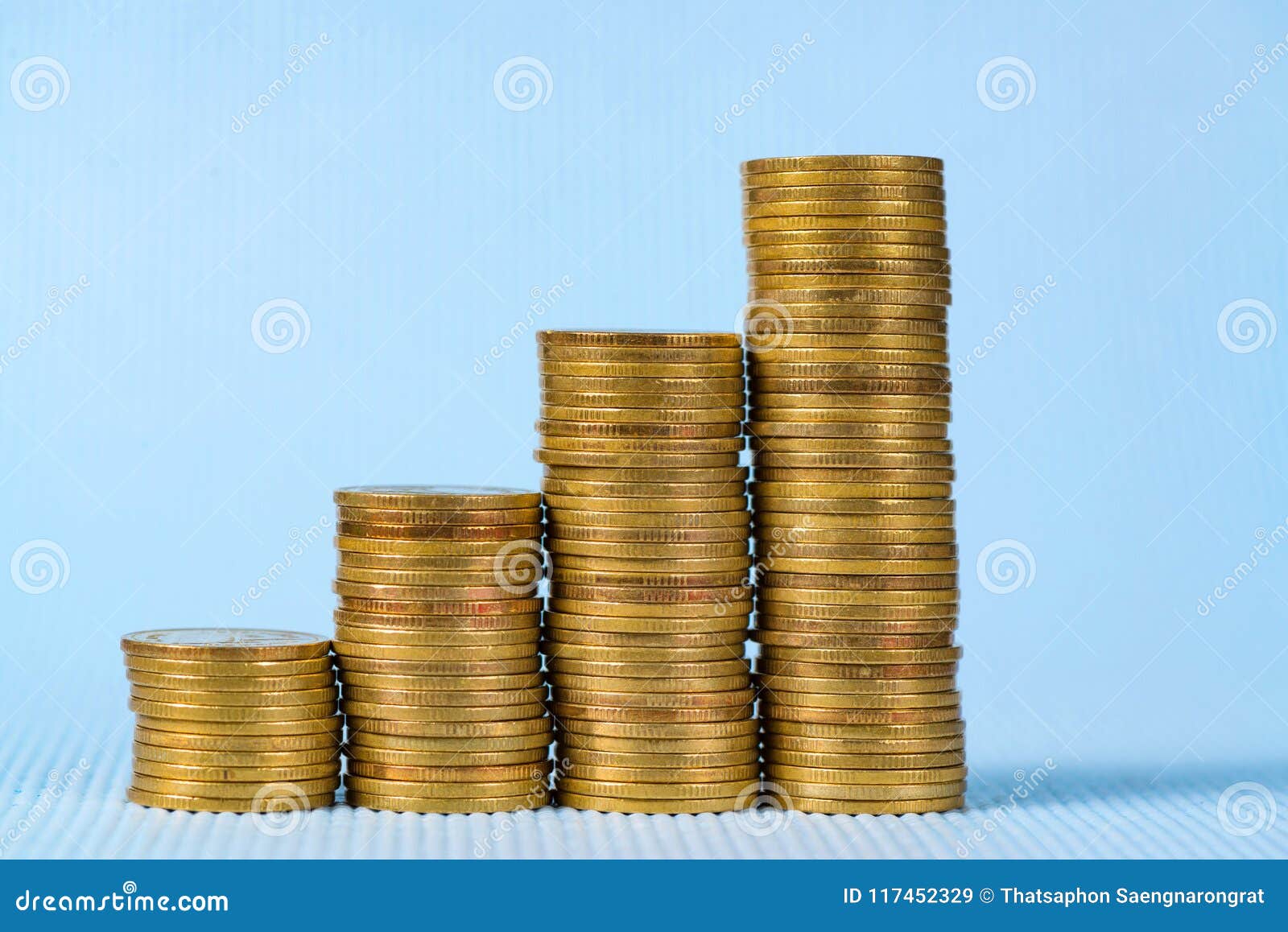 Increasing Columns of Coins, Step of Stacks Coin with Copy Space Stock ...