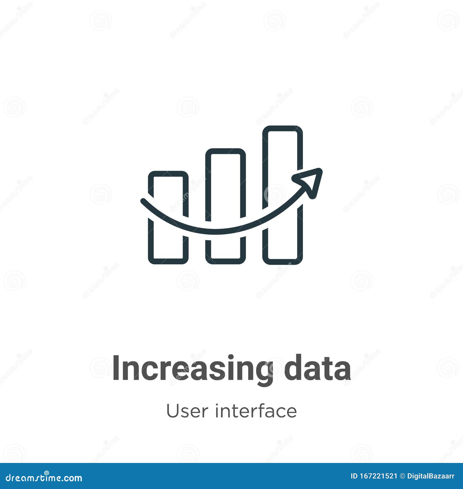 Increasing Data Outline Vector Icon. Thin Line Black Increasing Data ...