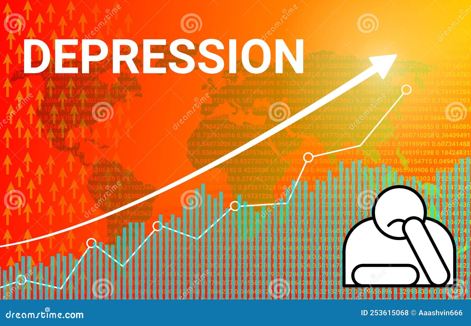 Daily Increasing Depression Case Background With Graphs, Numbers And ...