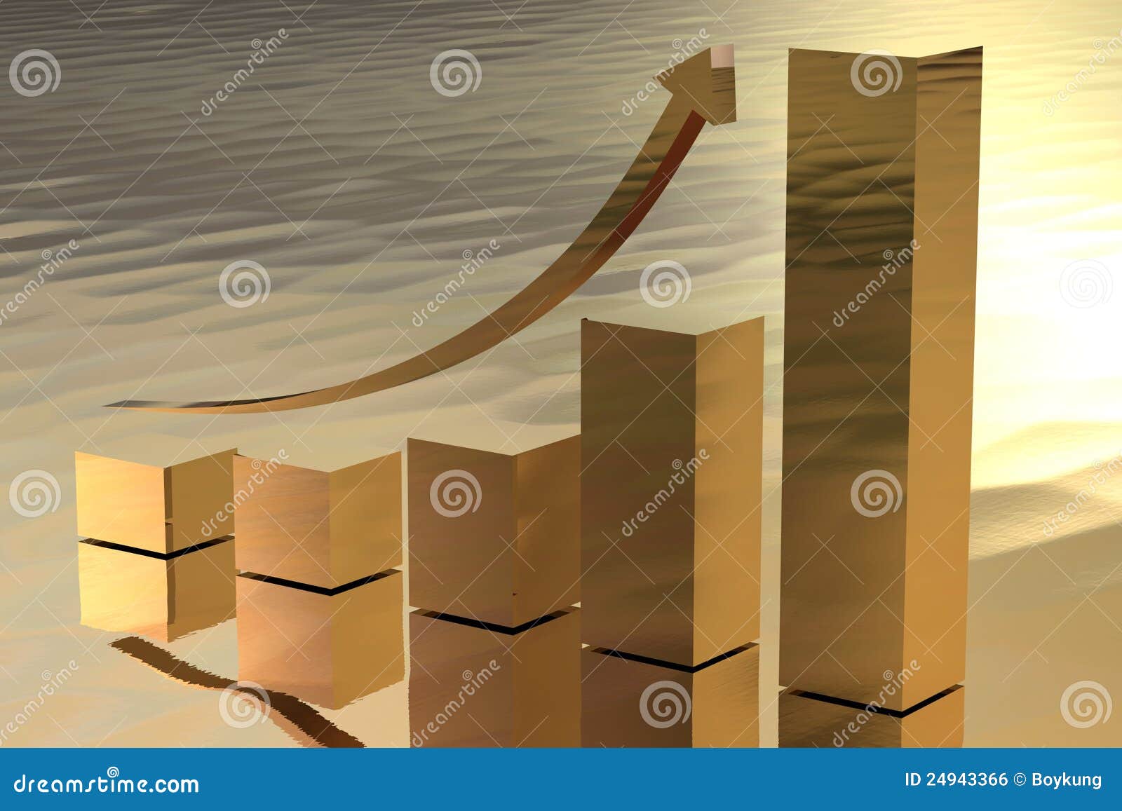 Increasing Gold Bars As Symbol for Wealth Stock Illustration ...
