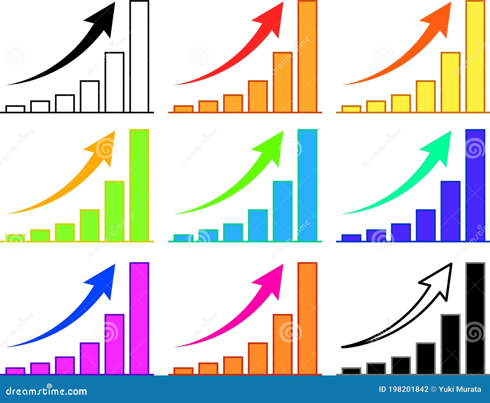 Increasing Graph and Arrow Set Stock Vector - Illustration of data ...