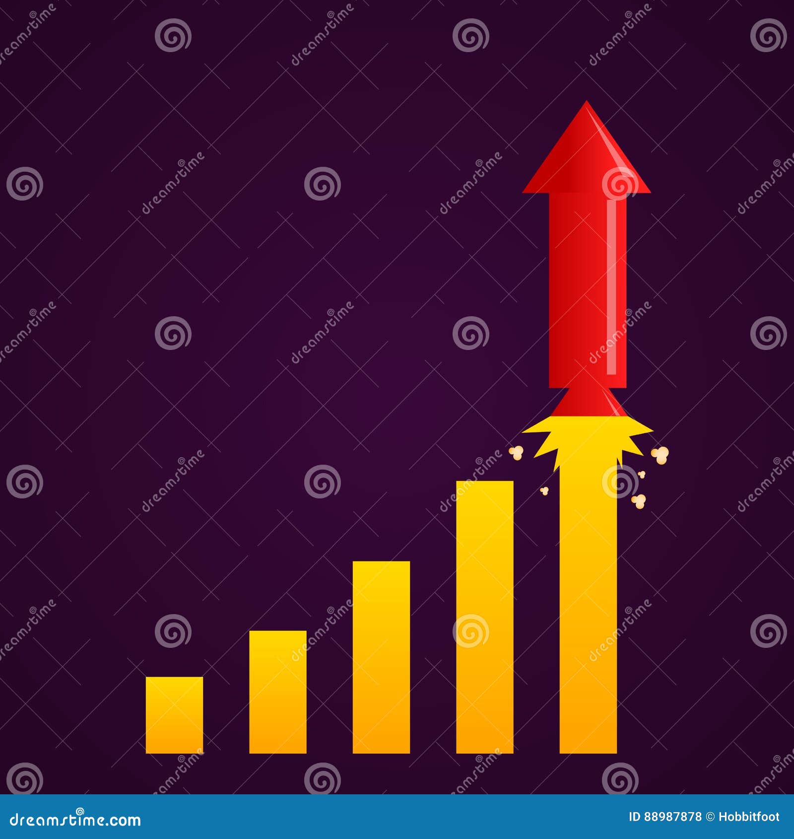 Increasing Graph with Rocket Stock Vector - Illustration of financial ...