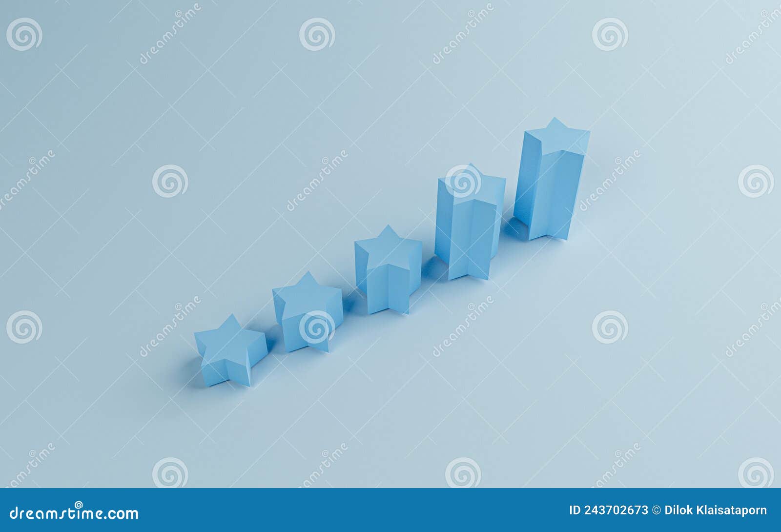 Increasing High of Blue Five Blue Stars for Customer or Client Feedback ...