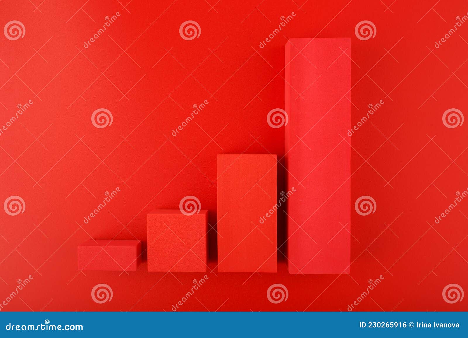 Increasing Performance Chart Made of Red Blocks on Red Background Stock ...