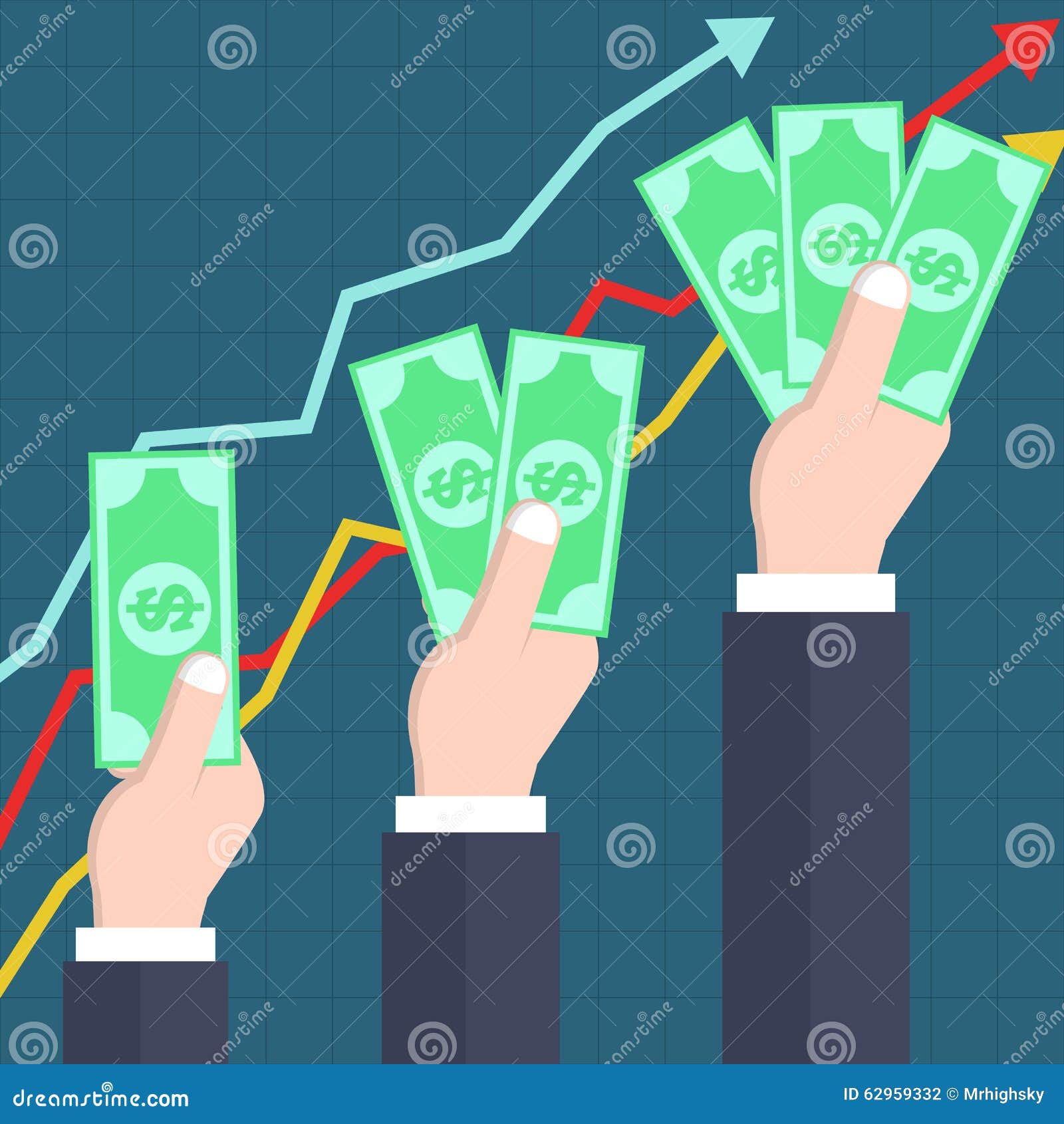 Increasing Profit Concept with Hands Holding Dollars Stock Vector ...