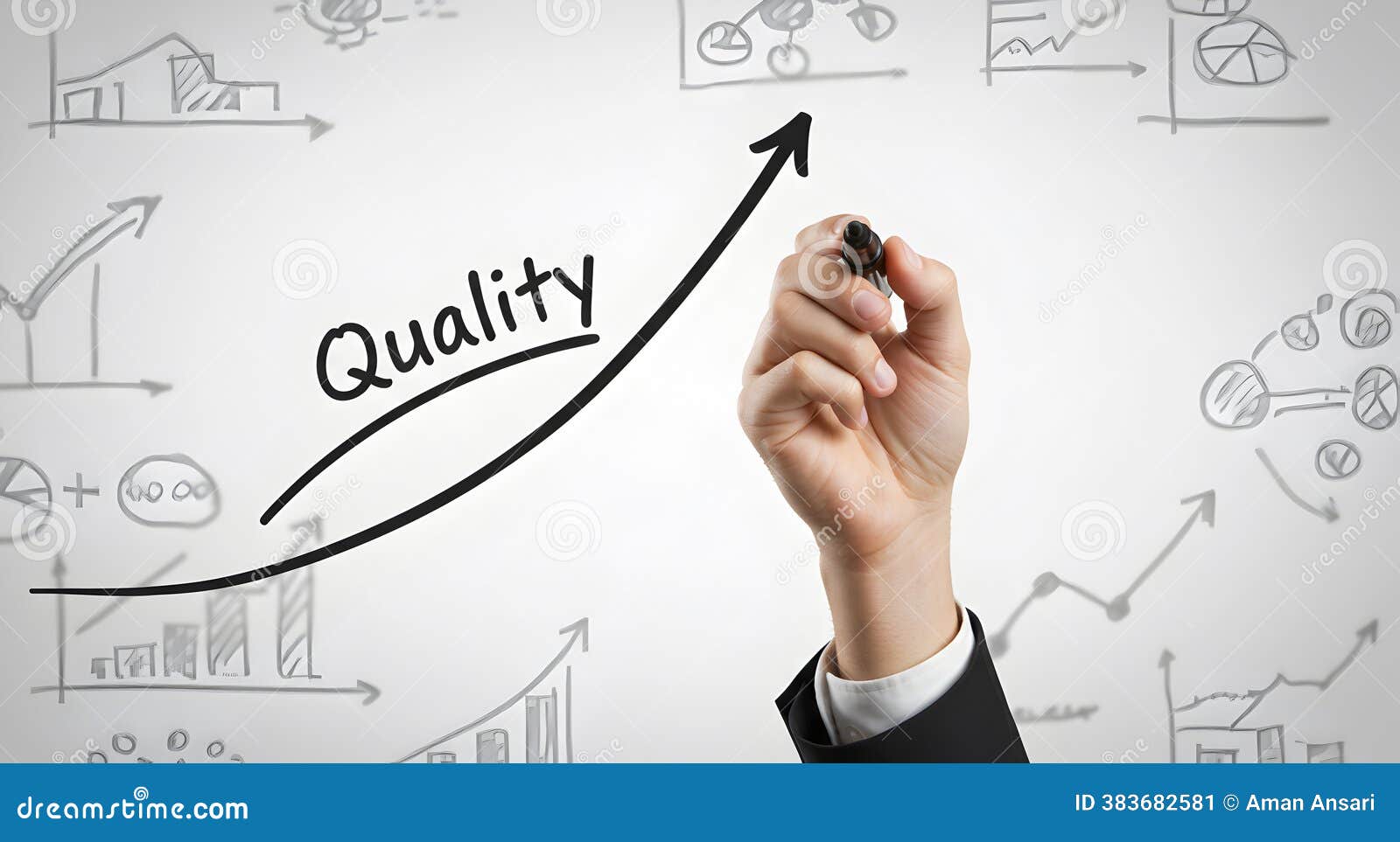 Increasing Quality Concept With Business Growth Chart And Hand Drawing ...