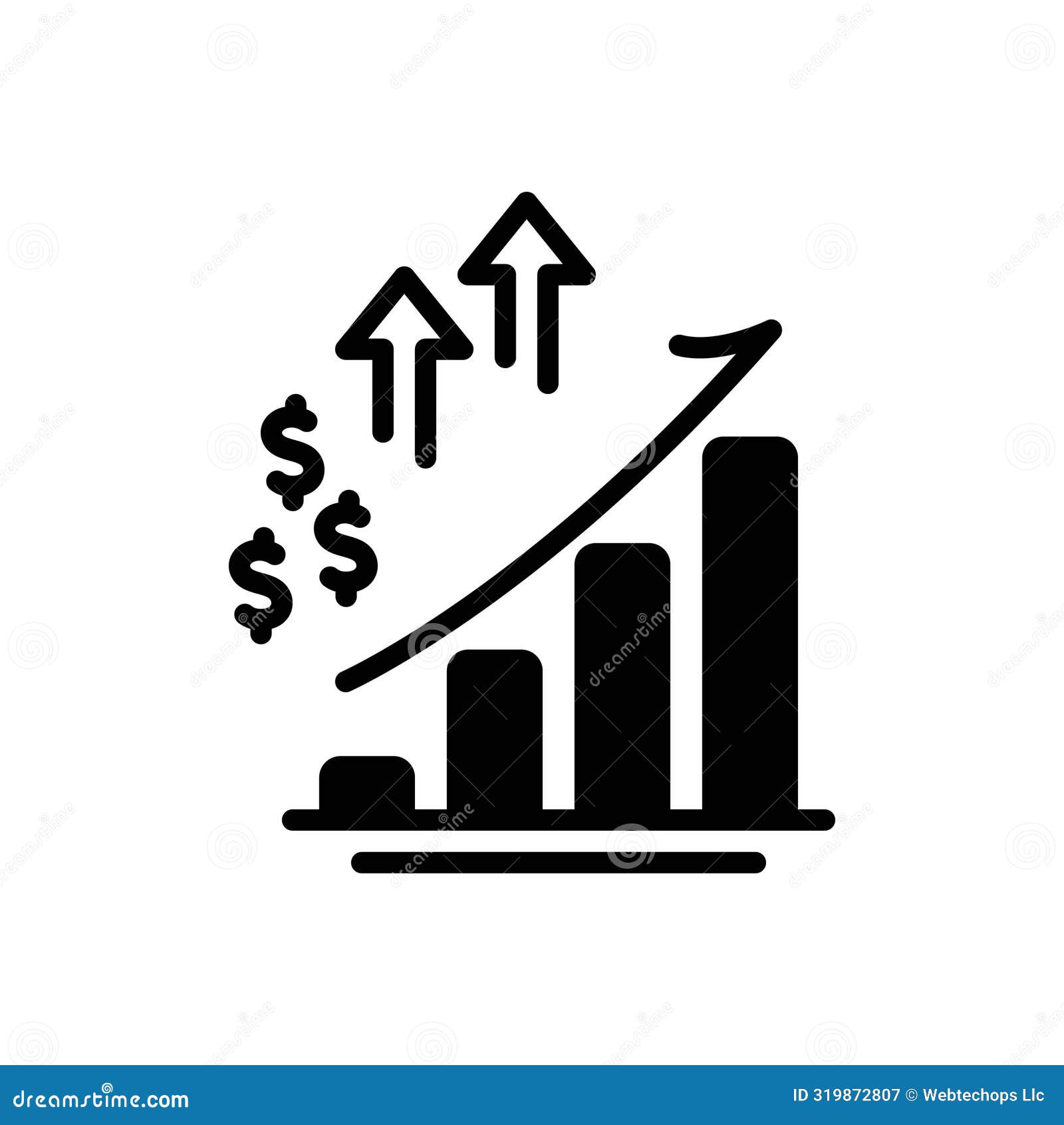 Black Solid Icon for Increasing Revenue, Revenue and Growth Stock ...