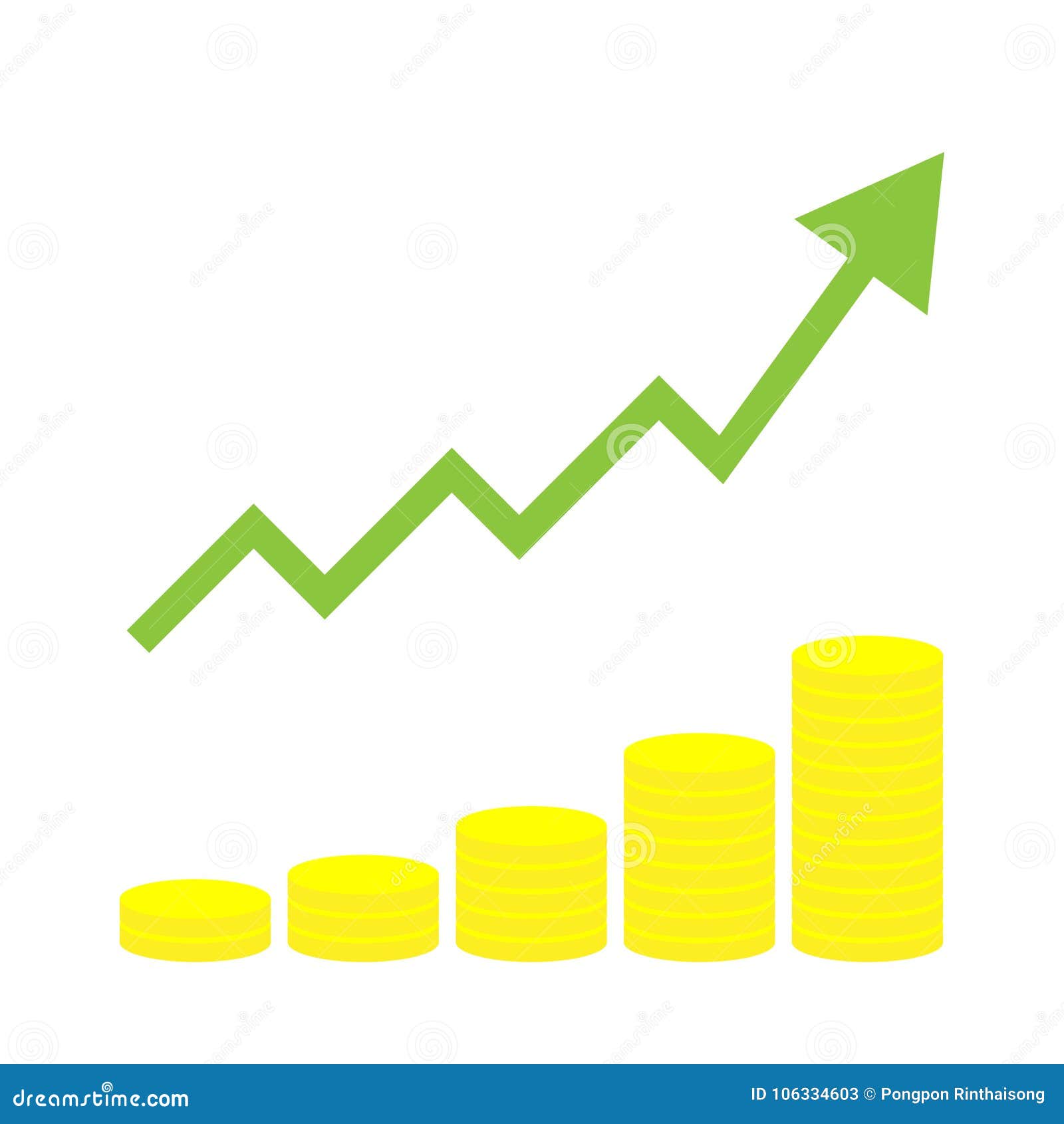 Increasing Stack of Coin with Arrow, Making Profit Concept, Revenue ...