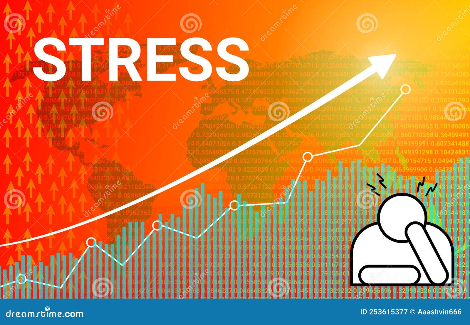 Daily Increasing Stress Case Background with Graphs, Numbers and World ...