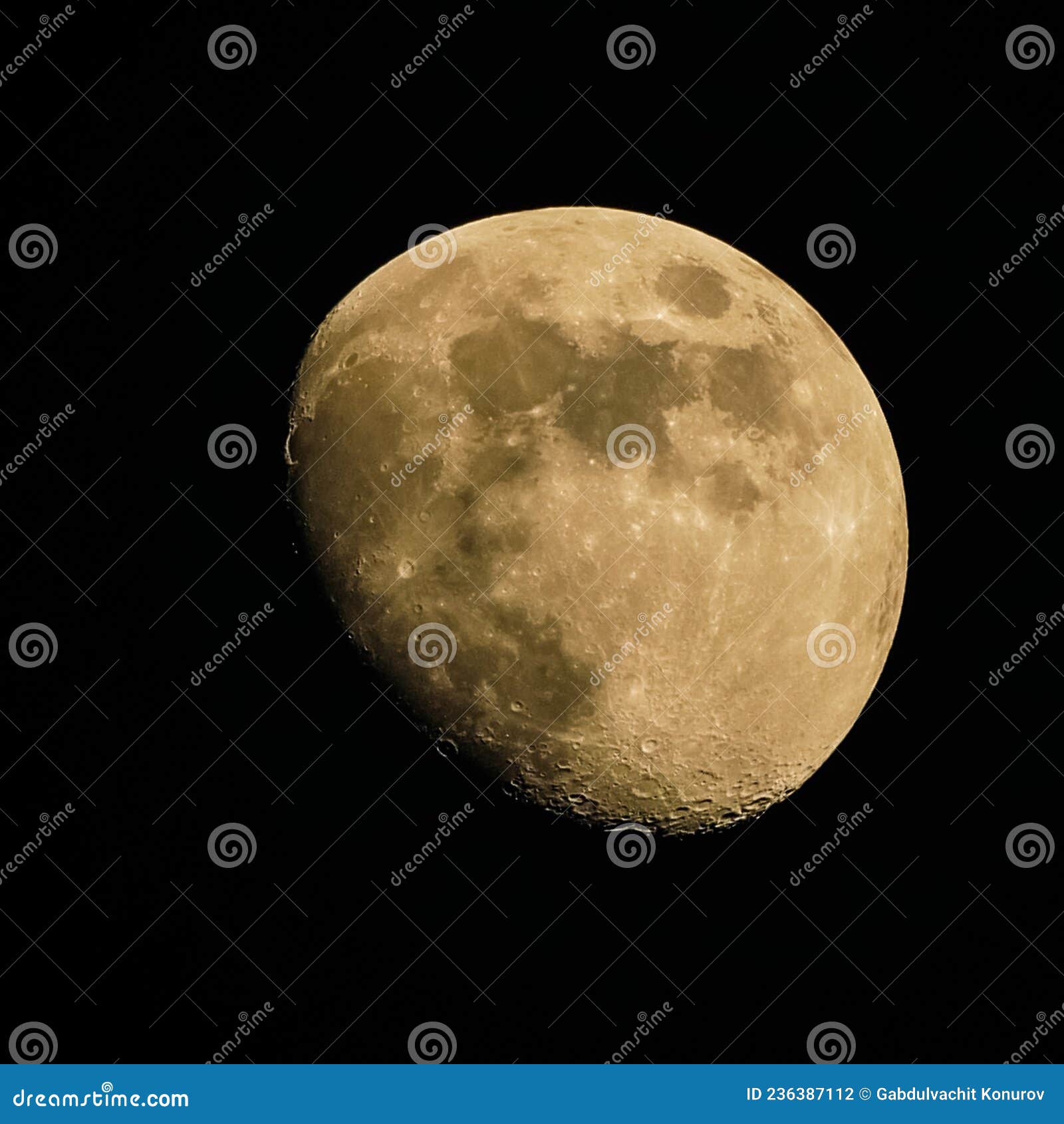 Increasing Three-quarter Moon Stock Photo - Image of earth, crane ...