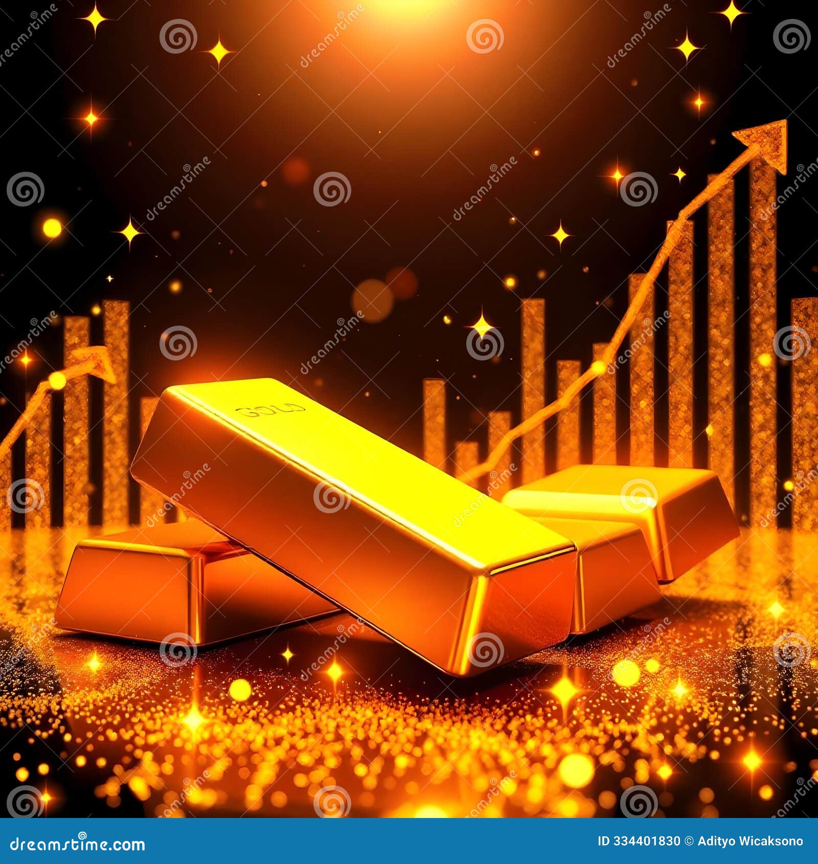 An Increasing Value of Gold Stock Photo - Image of value, night: 334401830