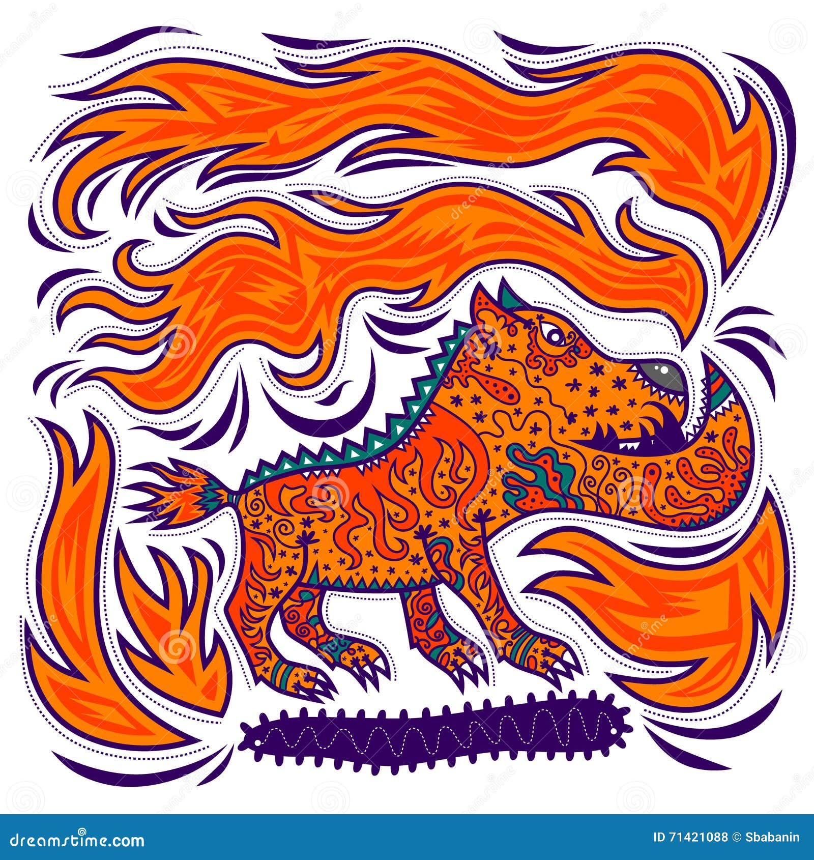 Incredible animal and fire stock vector. Illustration of animal - 71421088