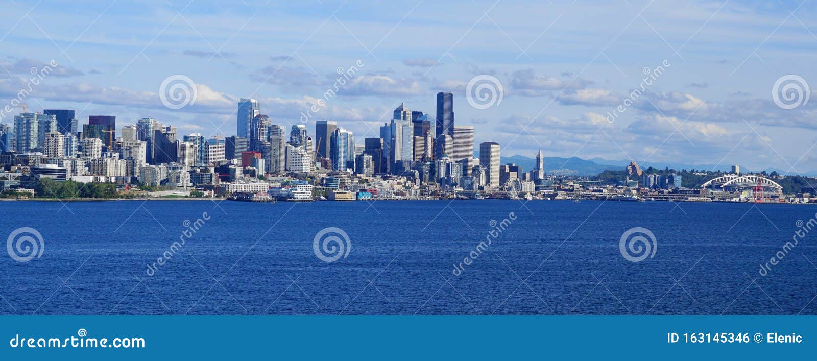 Incredible Beautiful Panoramic View of Downtown Seattle. Stock Photo ...