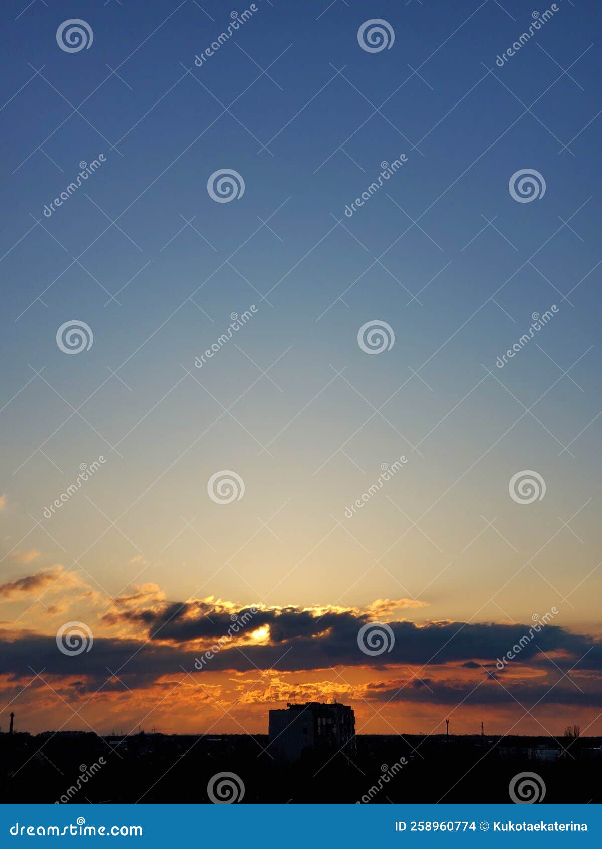 Incredible Blue and Golden Sunset Landscape Heavy Clouds Stock Photo ...