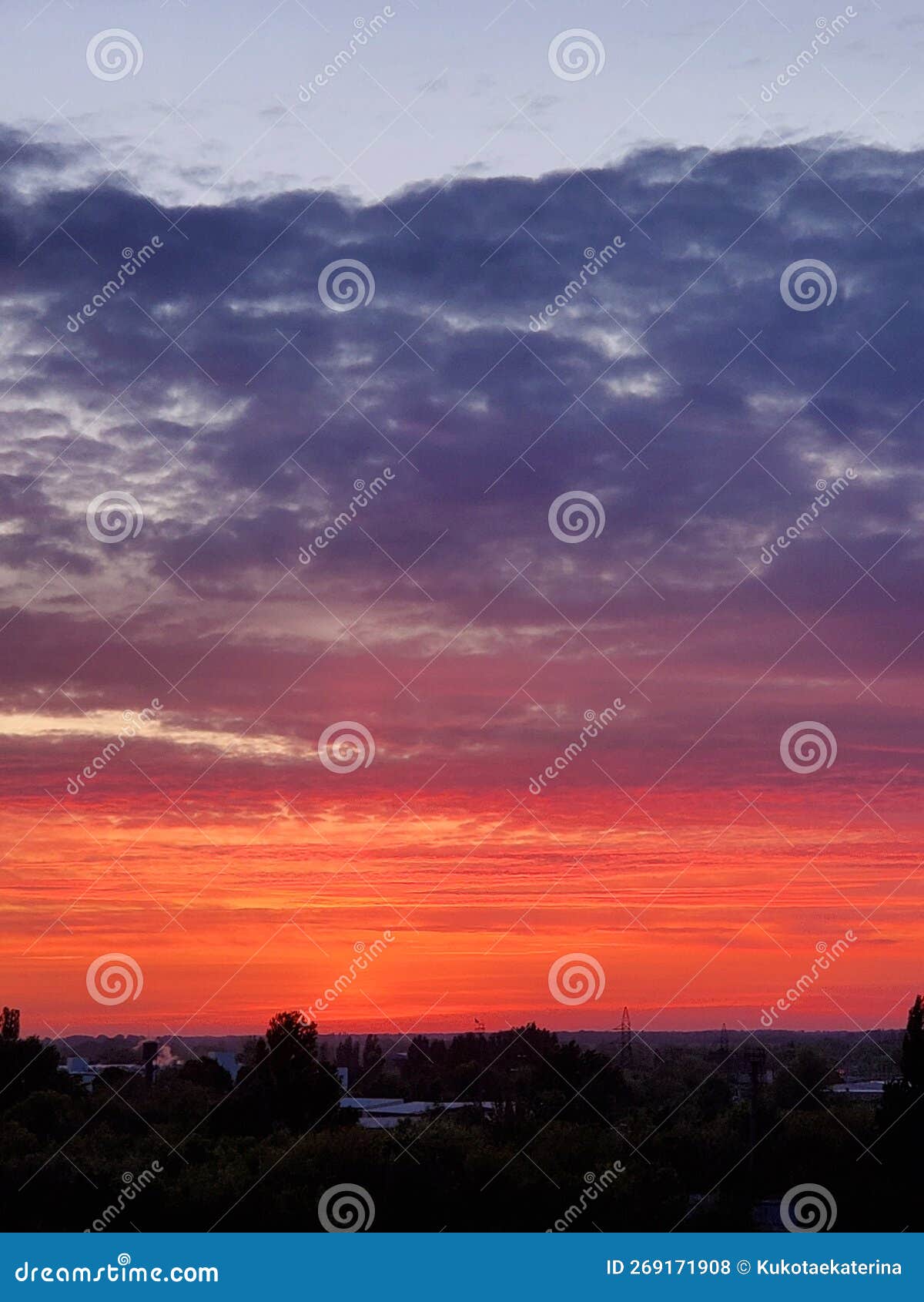 Incredible Blue and Golden Sunset Landscape Heavy Clouds Stock Photo ...