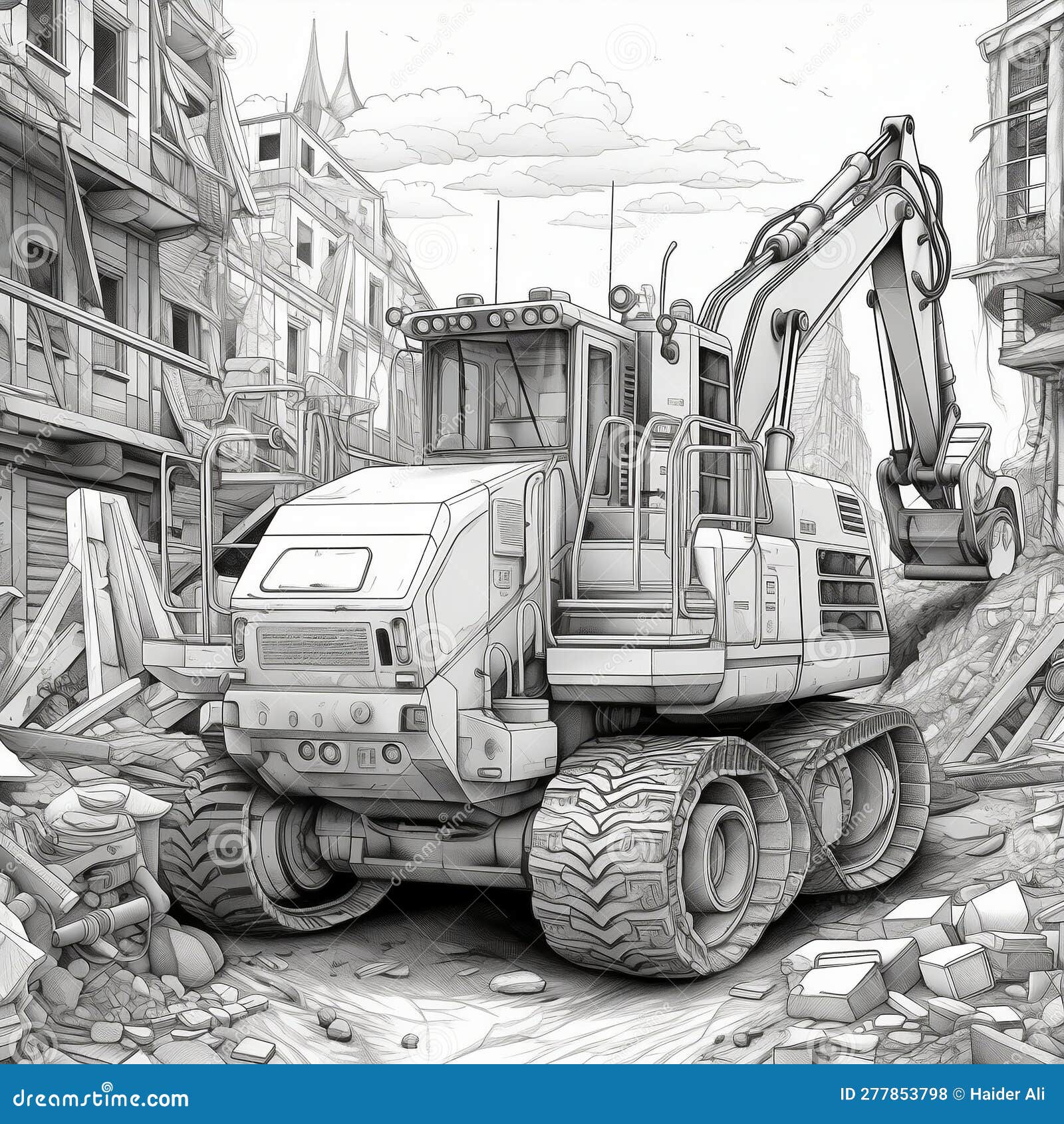 Incredible Coloring Pages of Compactor Construction. Generative AI ...