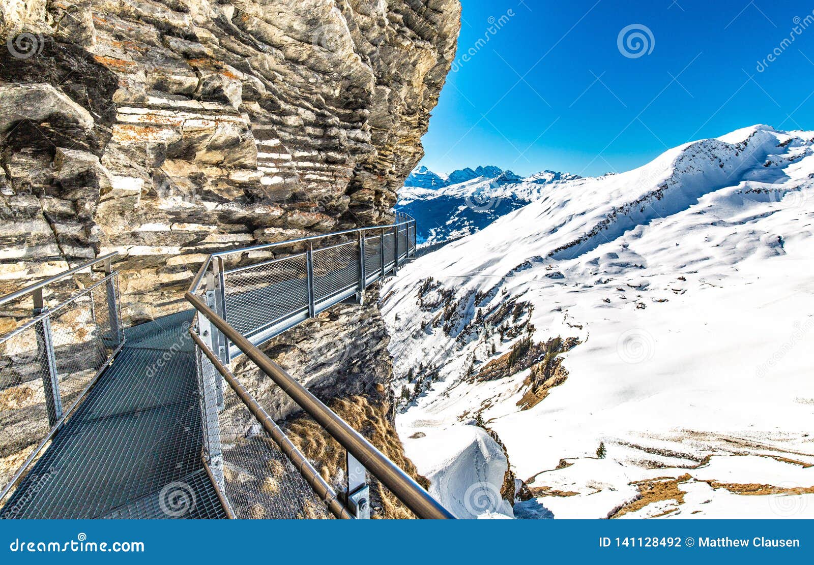First Cliff Walk in Switzerland Stock Photo - Image of gornergrat, snow ...