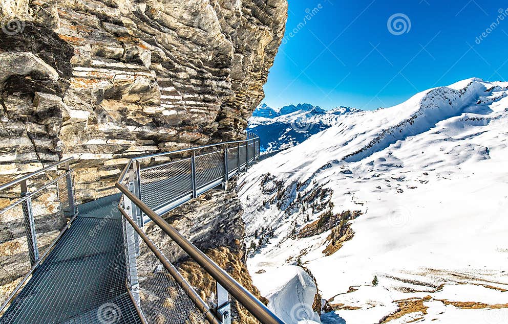 First Cliff Walk in Switzerland Stock Photo - Image of gornergrat, snow ...