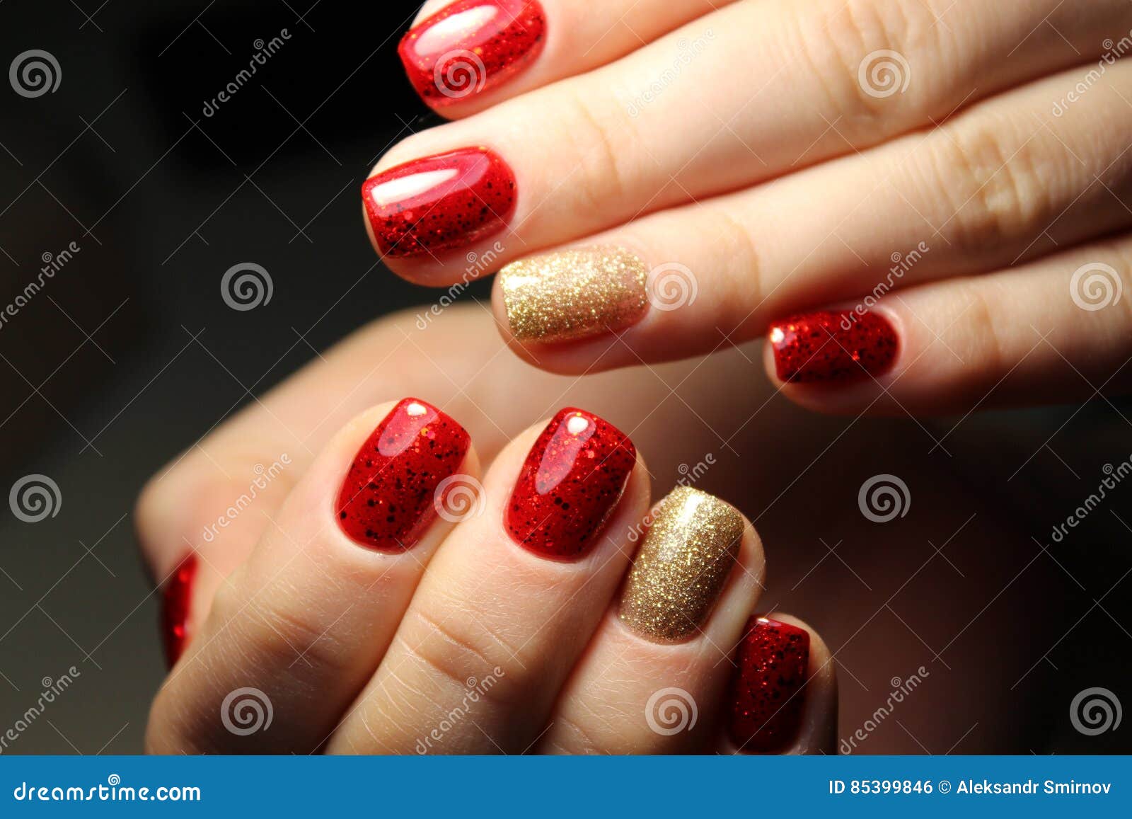 An Incredible Glow Under Red Stained Gel Polish Stock Photo - Image of ...