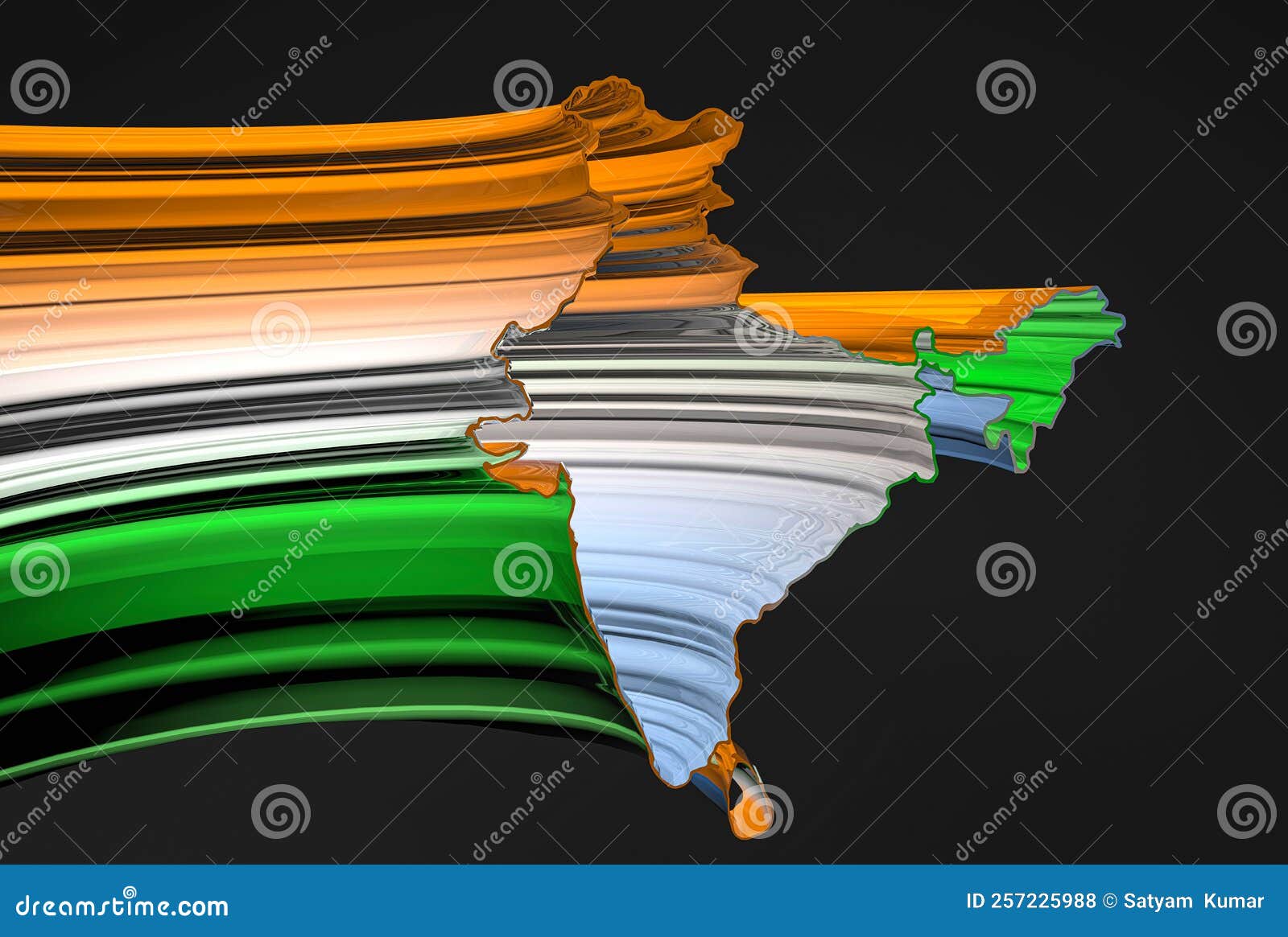 Incredible India Indian Map with Tri Color 3d Rendering 3d Render ...