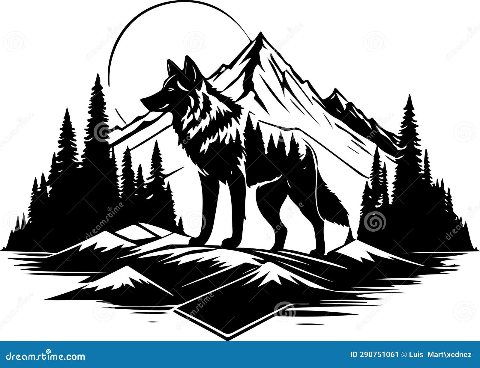 A Wolf Is On A Mountain With A Full Moon In The Background Lunar ...