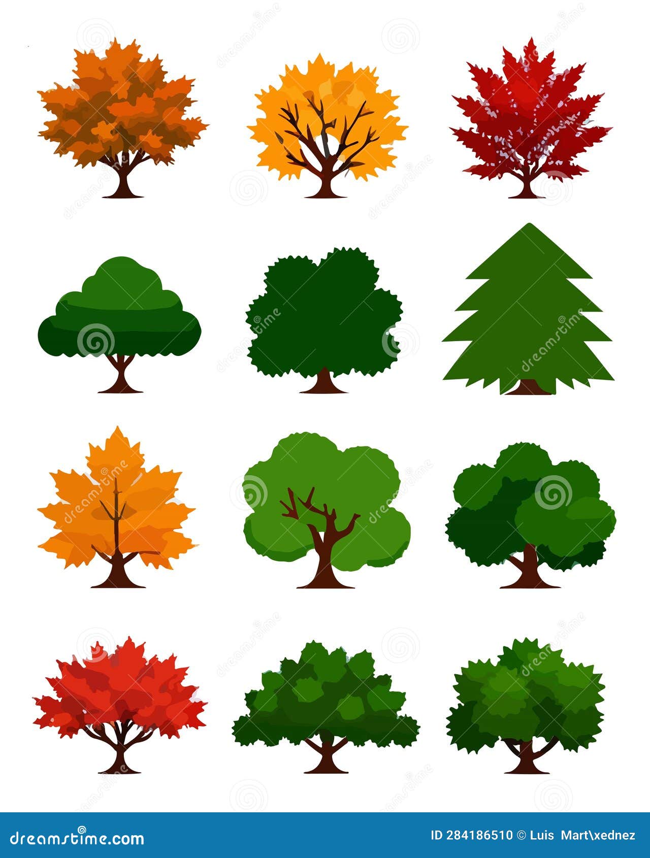 Incredible Trees Bushes Shrubs Seasesonal Vector Art Stock Vector ...