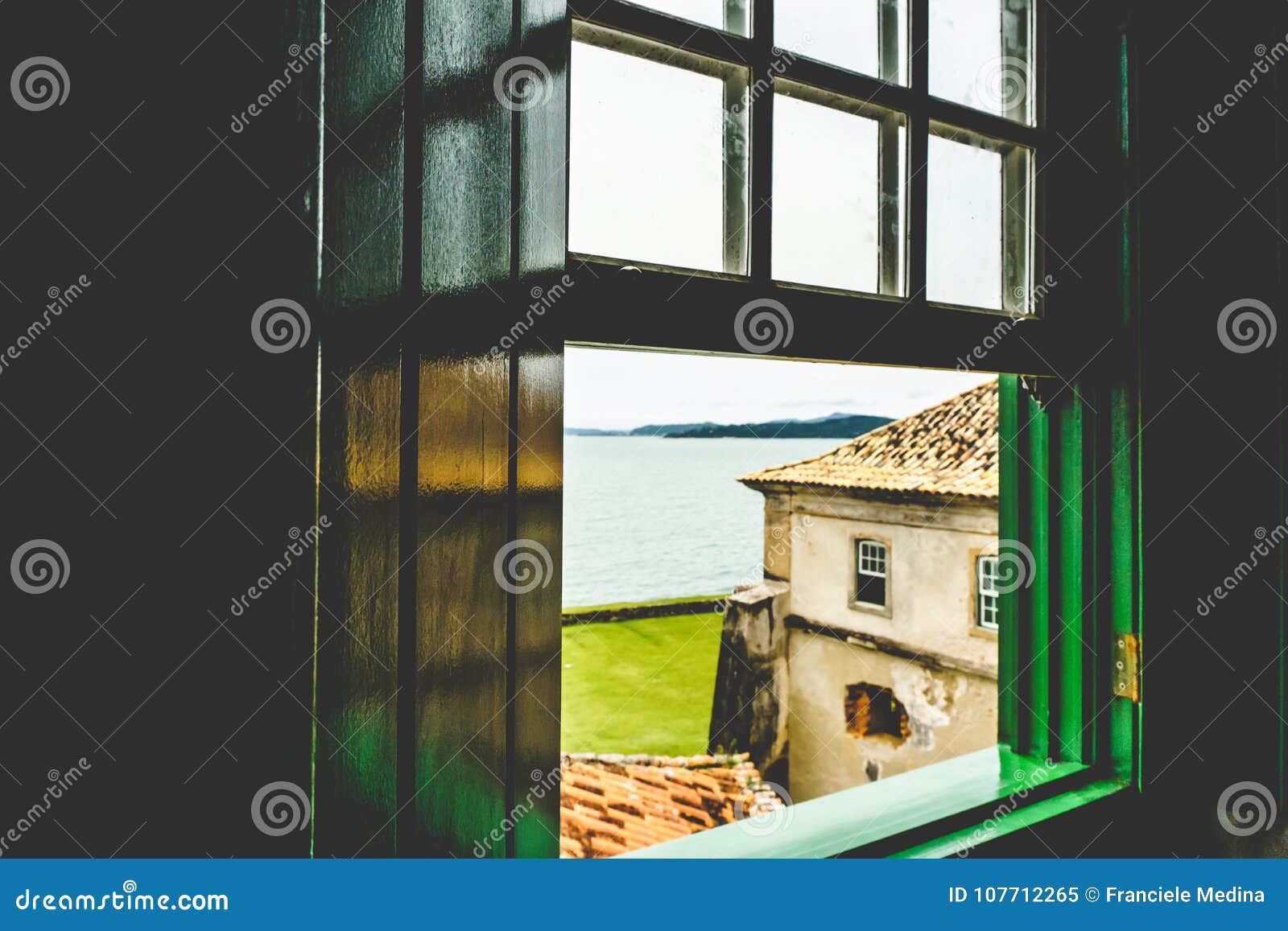 An Incredible View through the Window of an Old Structure Stock Image ...