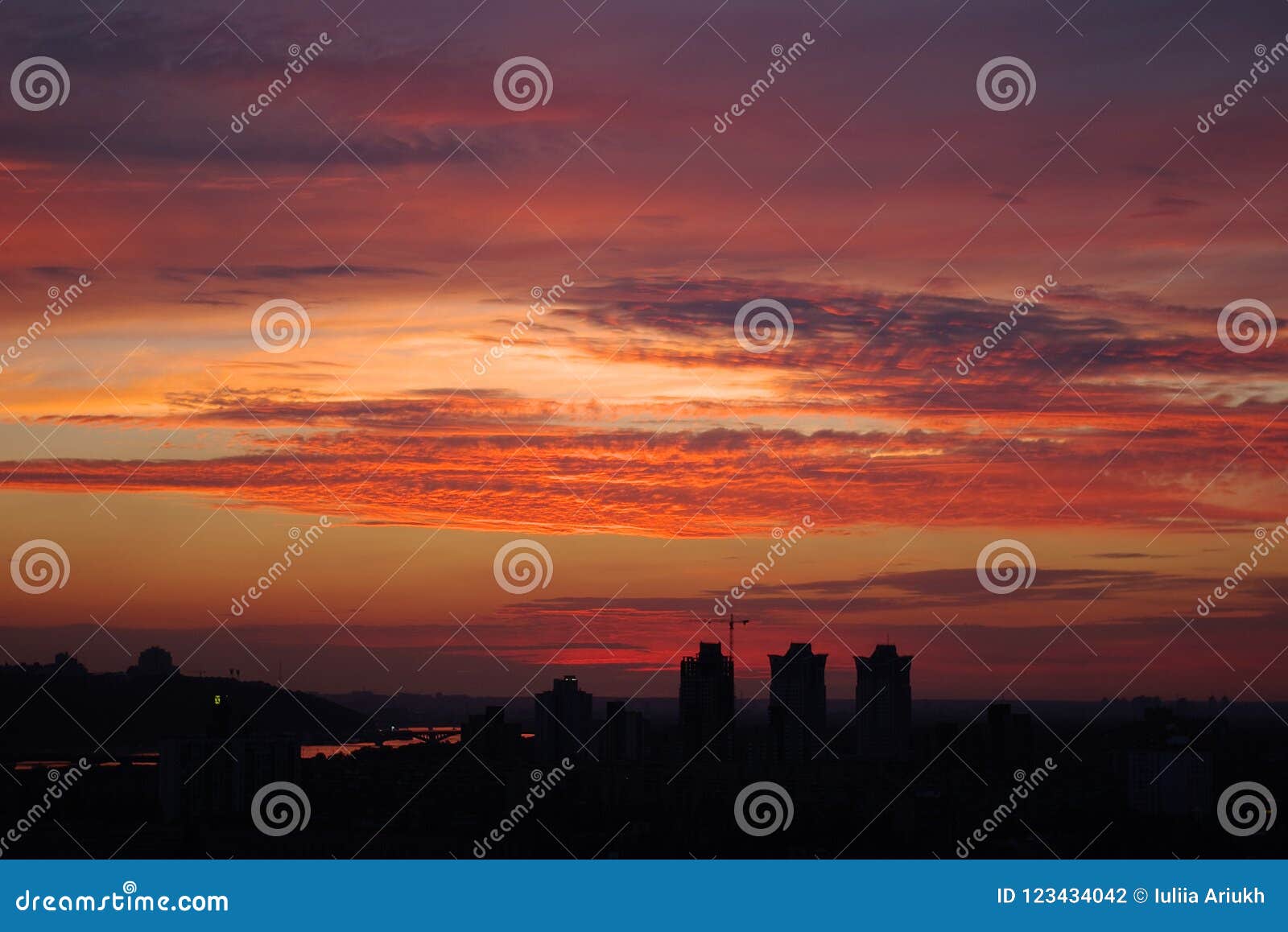 Incredibly Beautiful Red Sunset in the City Stock Photo - Image of ...