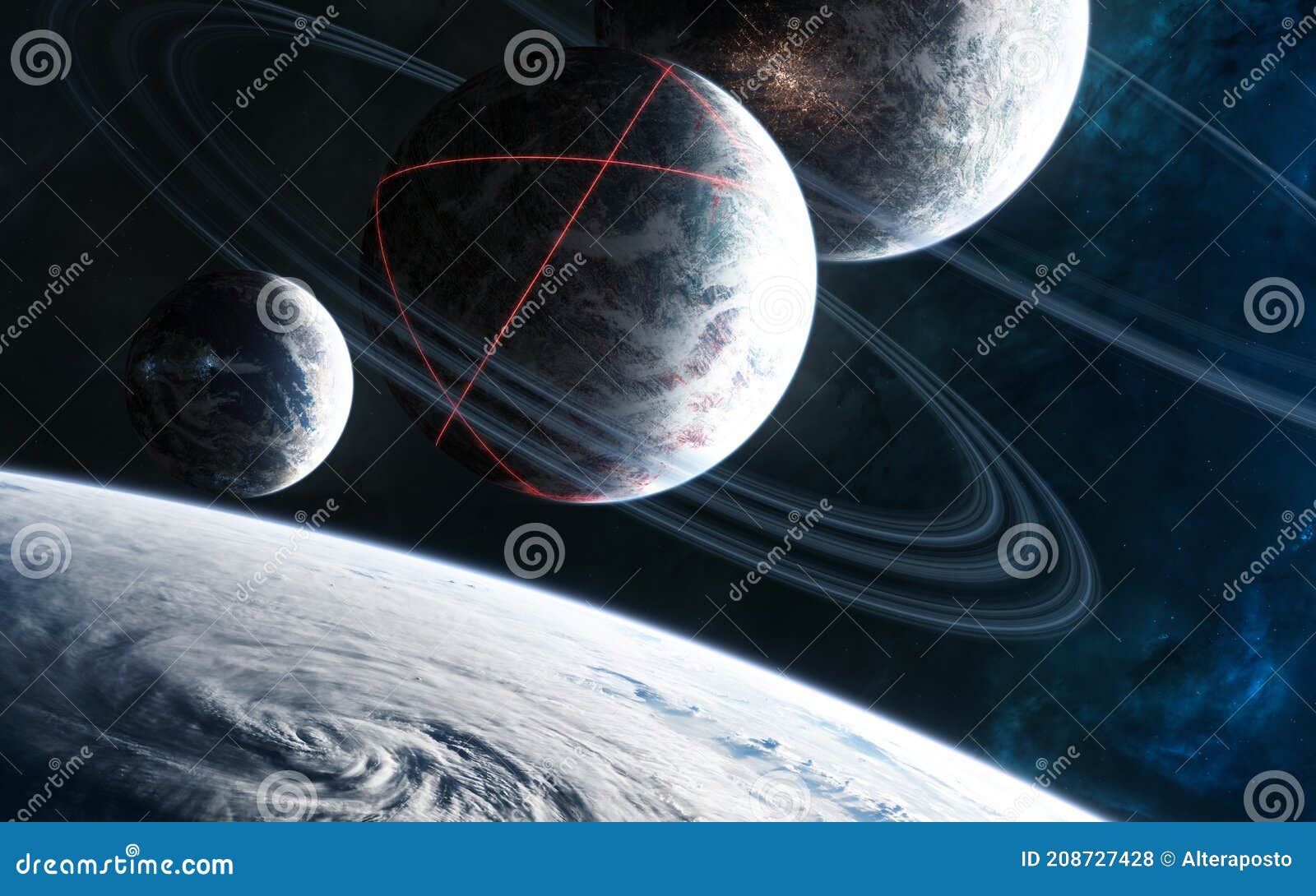 Incredibly Beautiful Space Landscape. Inhabited Deep Space Planet with ...