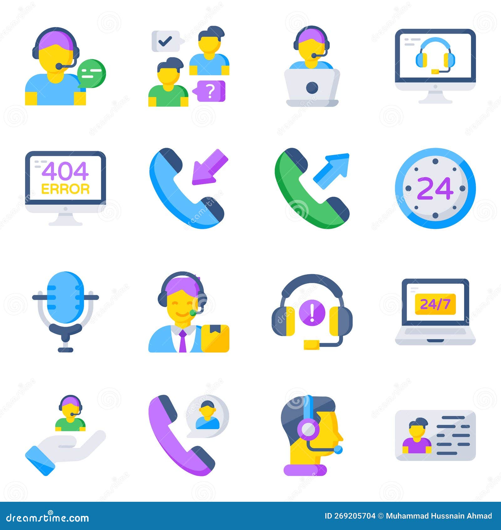 Pack of Customer Service Representative Flat Icons Stock Vector ...
