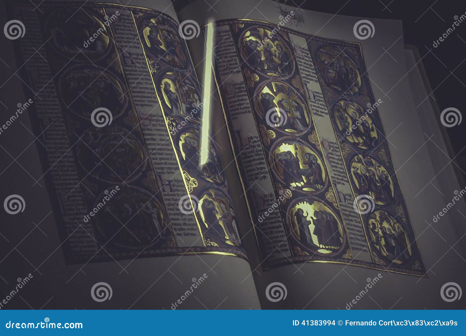 Incunable Book Handwritten by Monks, Made in Gold Stock Photo - Image ...