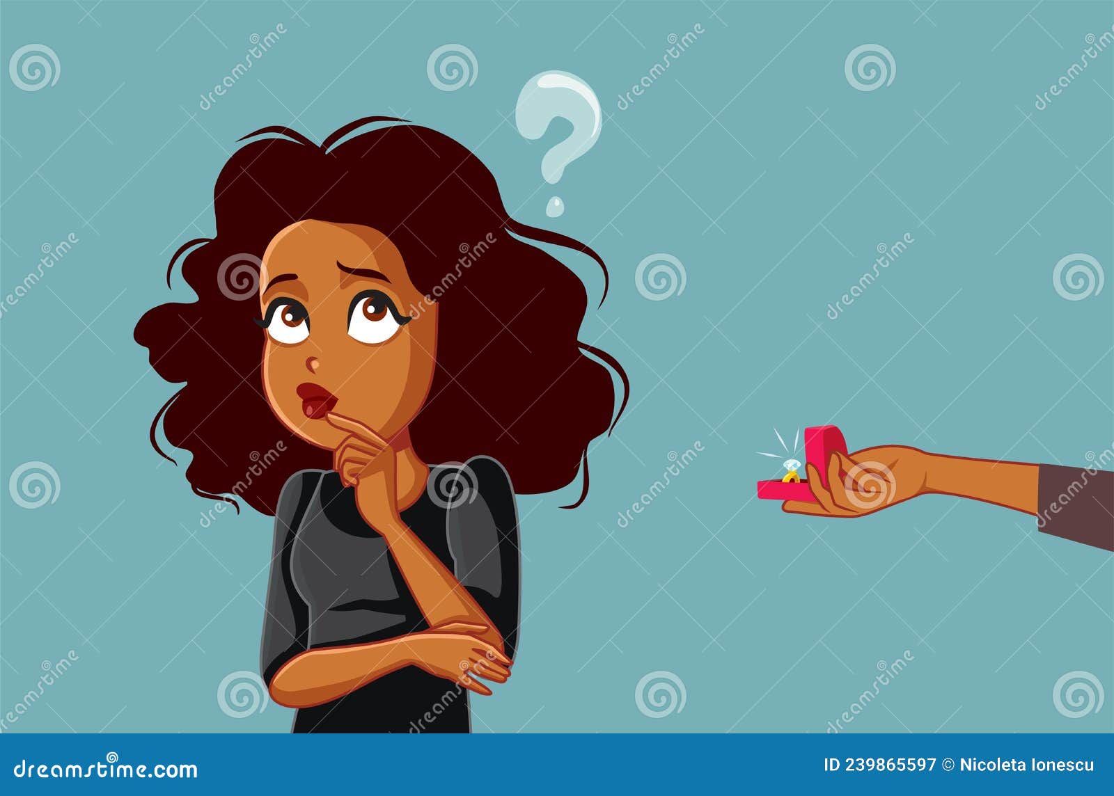 Undecided Woman Thinking about Marriage Proposal Vector Cartoon Stock ...