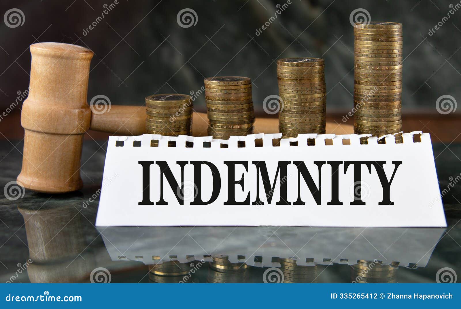 INDEMNITY - Word on a White Sheet with a Judge S Gavel and a Stack of ...