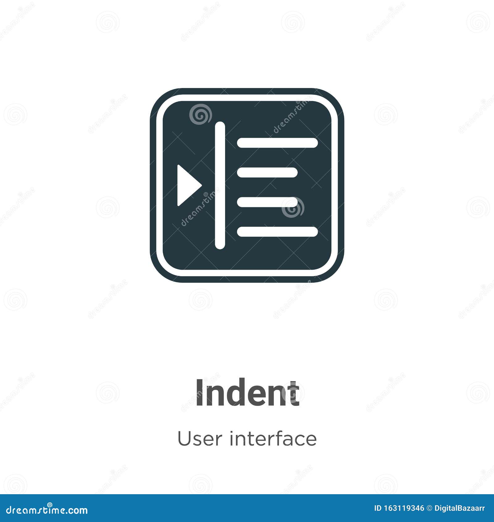 Indent Vector Icon On White Background Flat Vector Indent Icon Symbol
