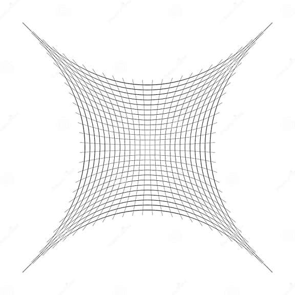 Indented, Curved Mesh / Grid / Array of Thin Lines. Oblate, Squeezed ...