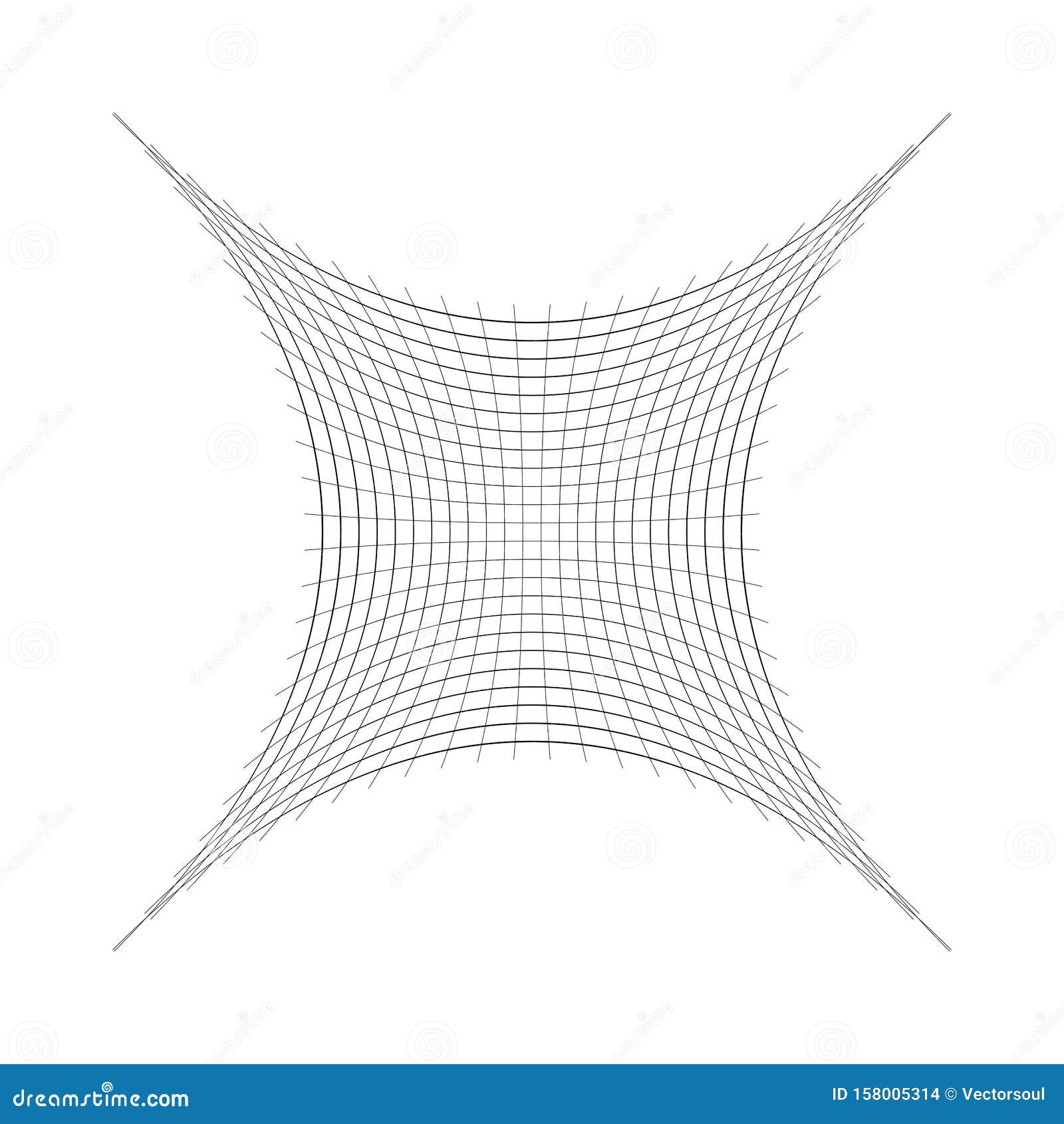 Indented, Curved Mesh / Grid / Array Of Thin Lines. Oblate, Squeezed ...