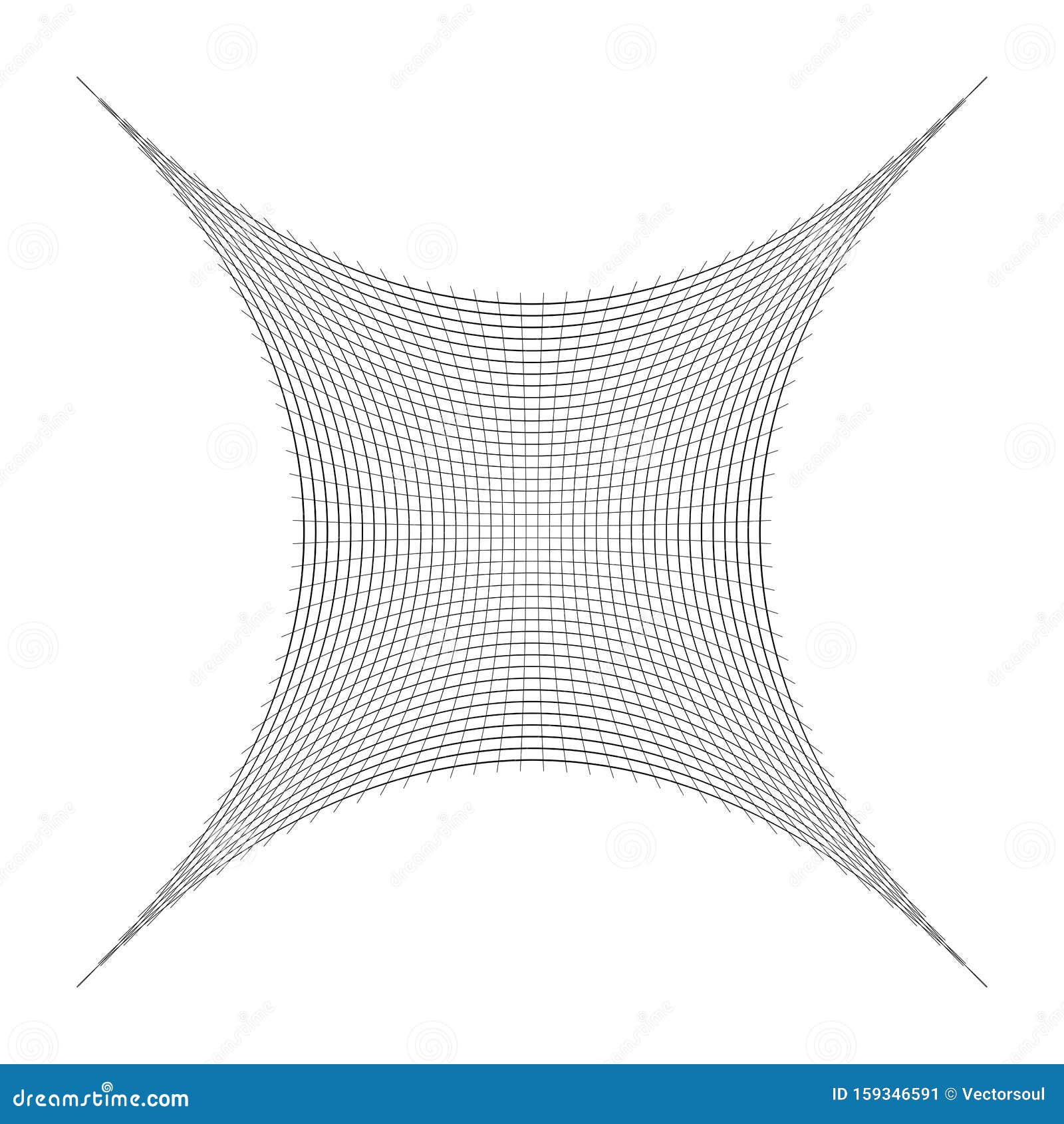 Indented, Curved Mesh / Grid / Array Of Thin Lines. Oblate, Squeezed ...