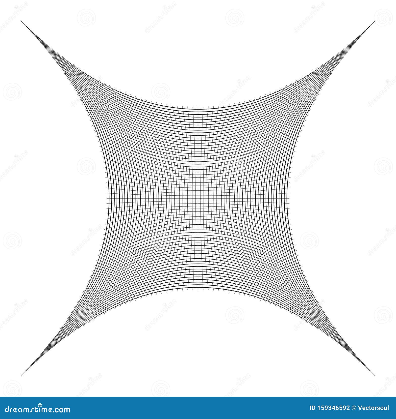 Indented, Curved Mesh / Grid / Array Of Thin Lines. Oblate, Squeezed ...
