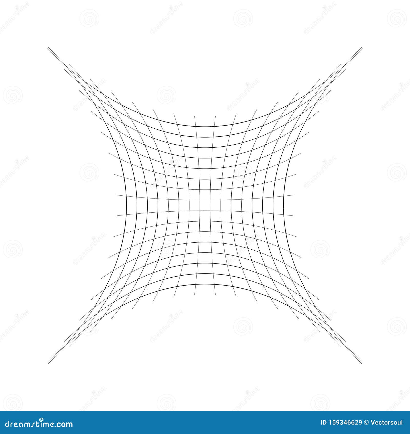 Indented, Curved Mesh / Grid / Array Of Thin Lines. Oblate, Squeezed ...
