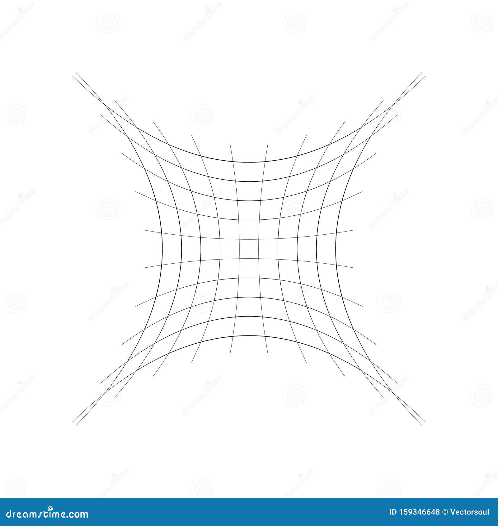 Indented, Curved Mesh / Grid / Array Of Thin Lines. Oblate, Squeezed ...