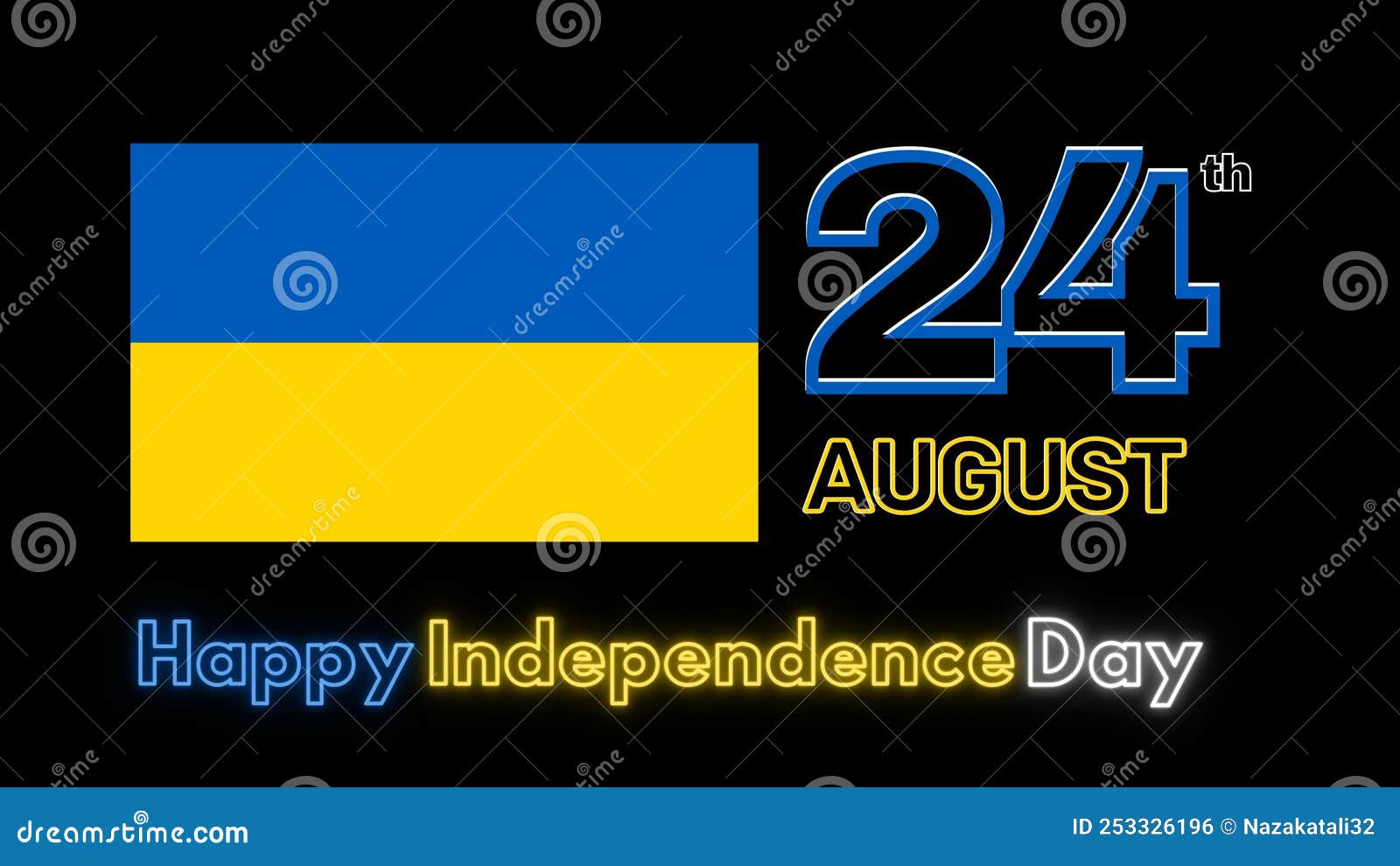 24th August Happy Independence Day of Ukraine. Flag Colors Banner ...