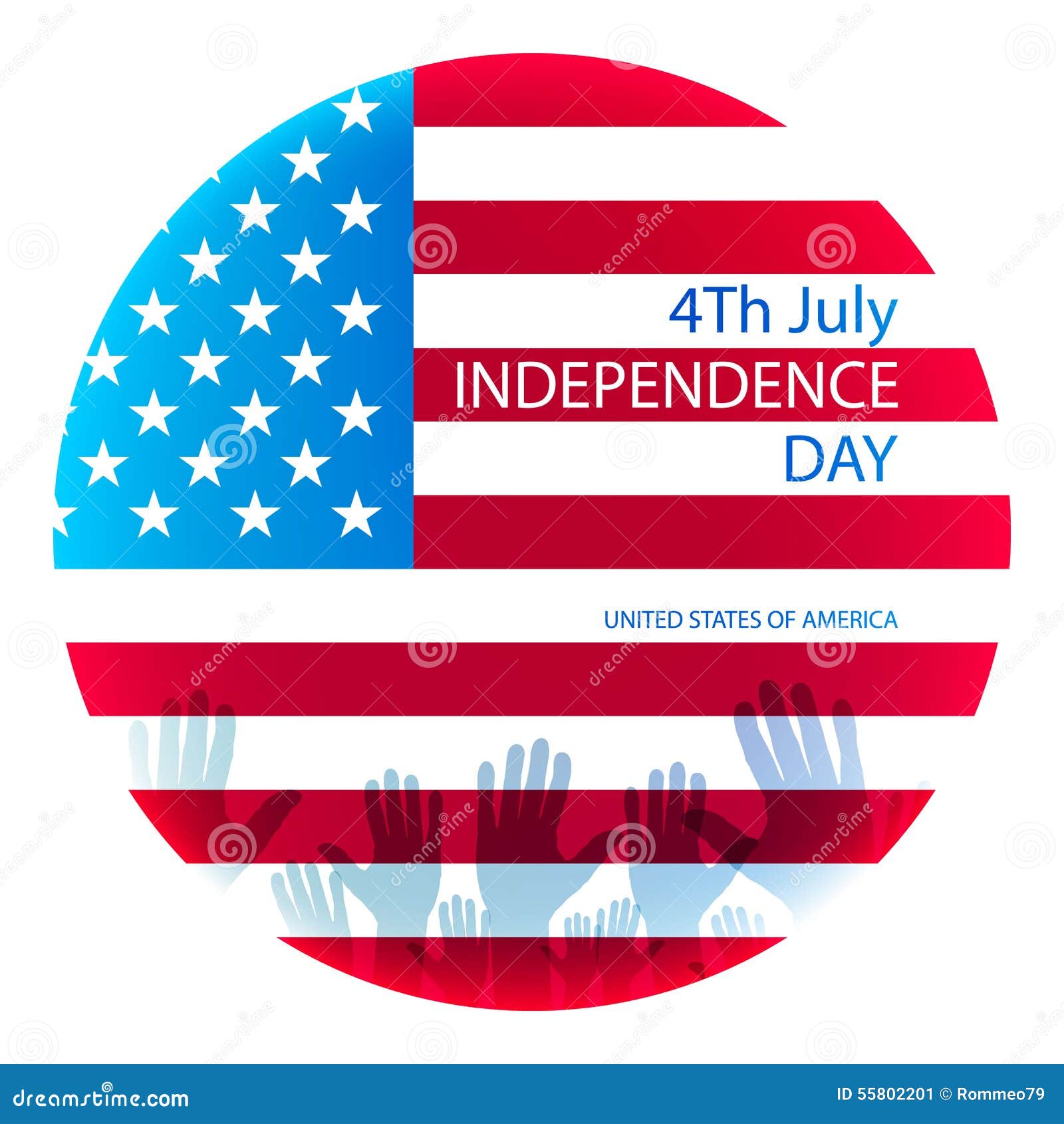 Independence Day American Signs Hanging with Chain, Vector Illustration ...