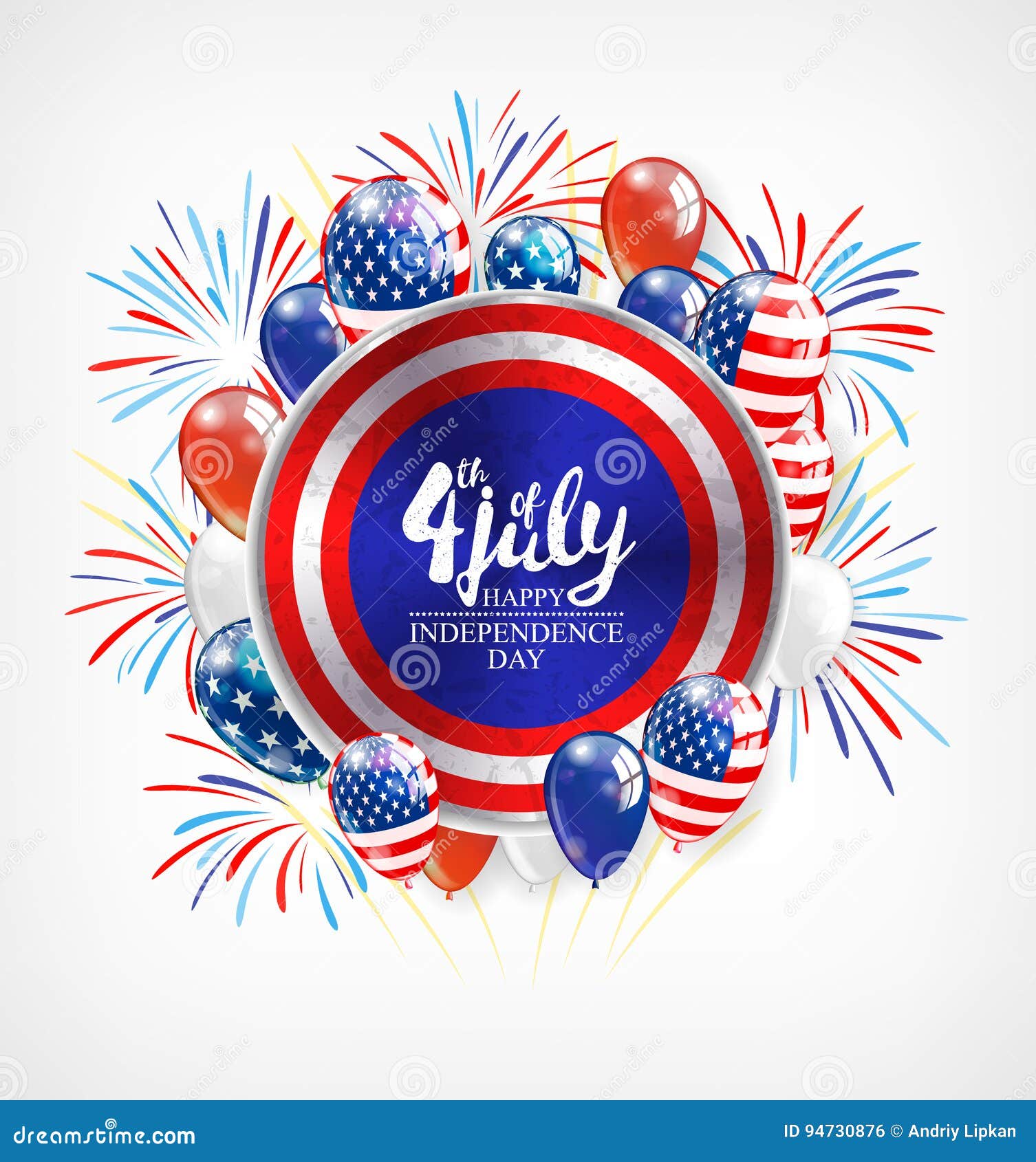 Independence Day Background with Round Banner and Balloons, Vector ...