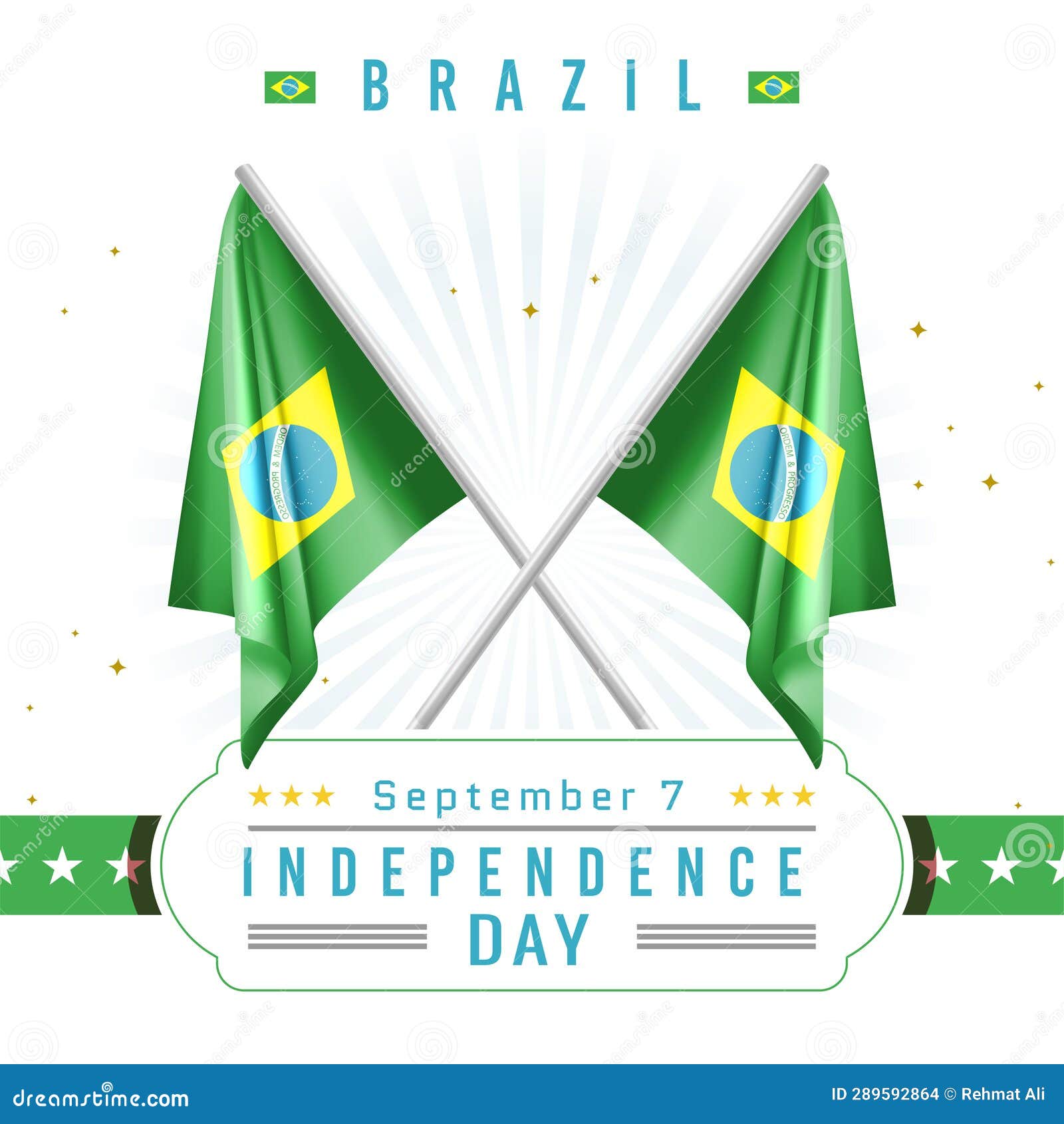 Independence Day of Brazil with Flag Stock Illustration - Illustration ...
