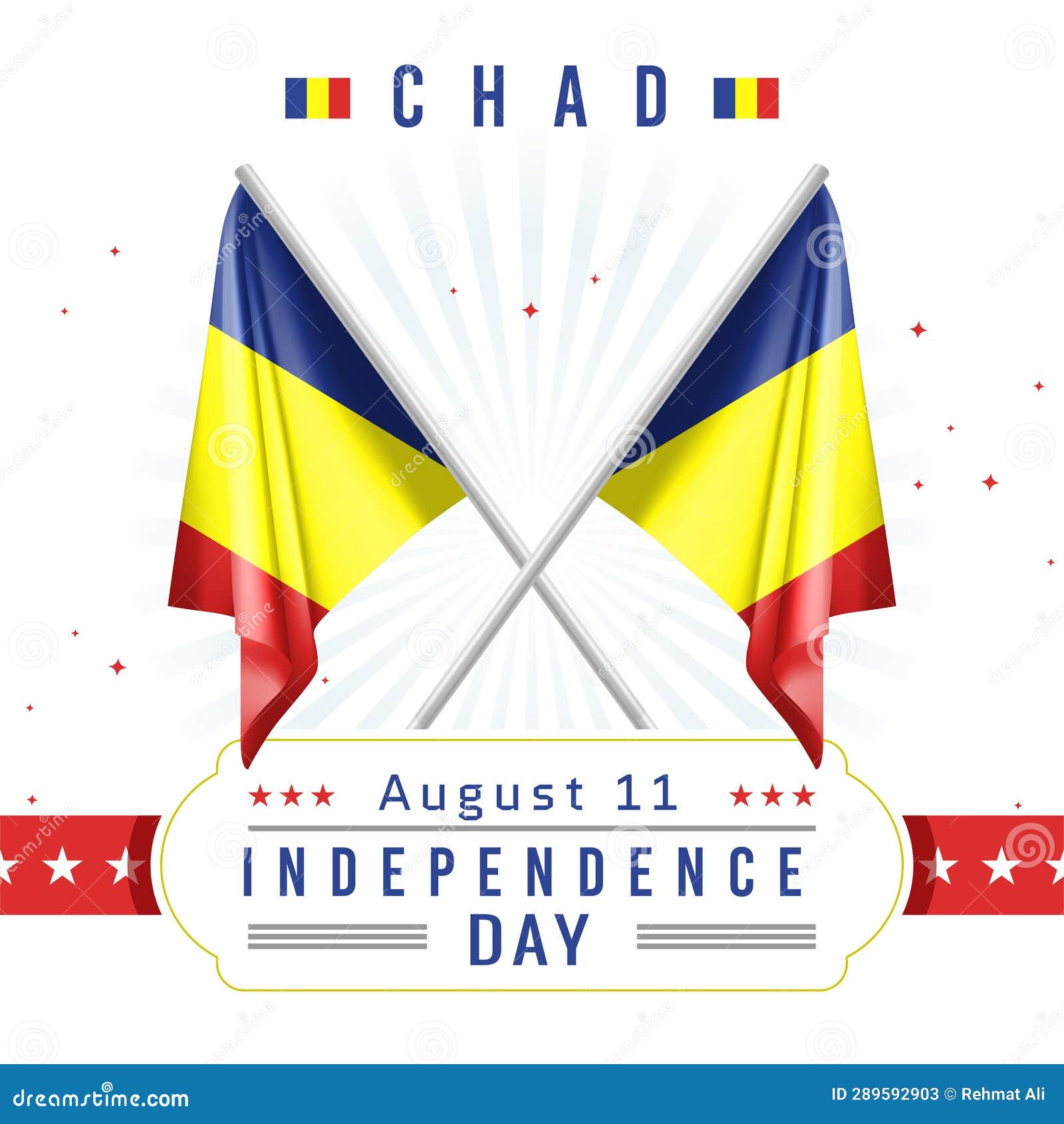 Independence Day of Chad with Flag Stock Illustration - Illustration of ...