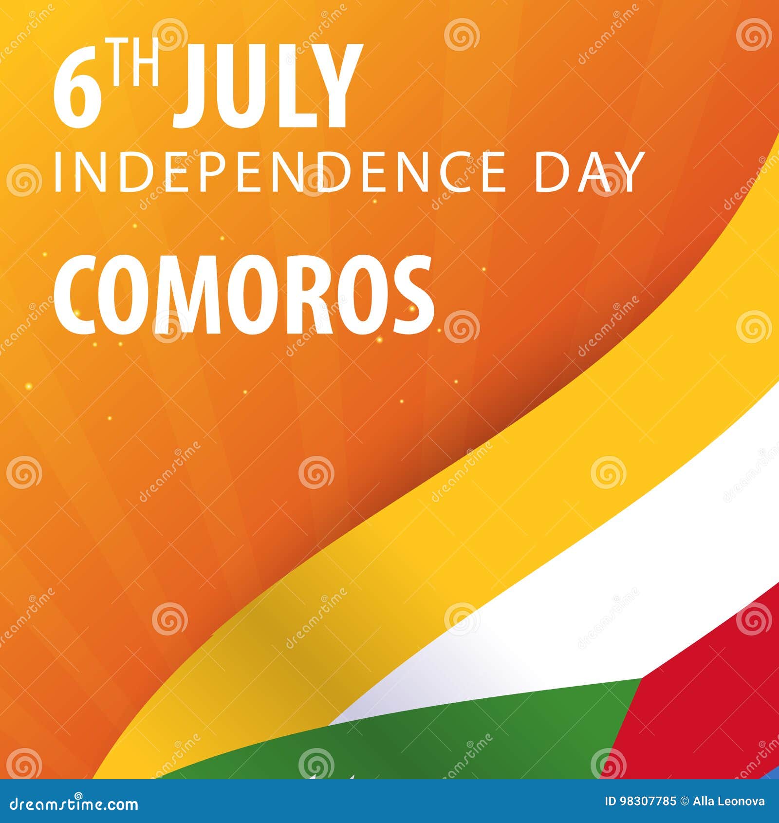 Independence Day of Comoros. Flag and Patriotic Banner. Vector ...