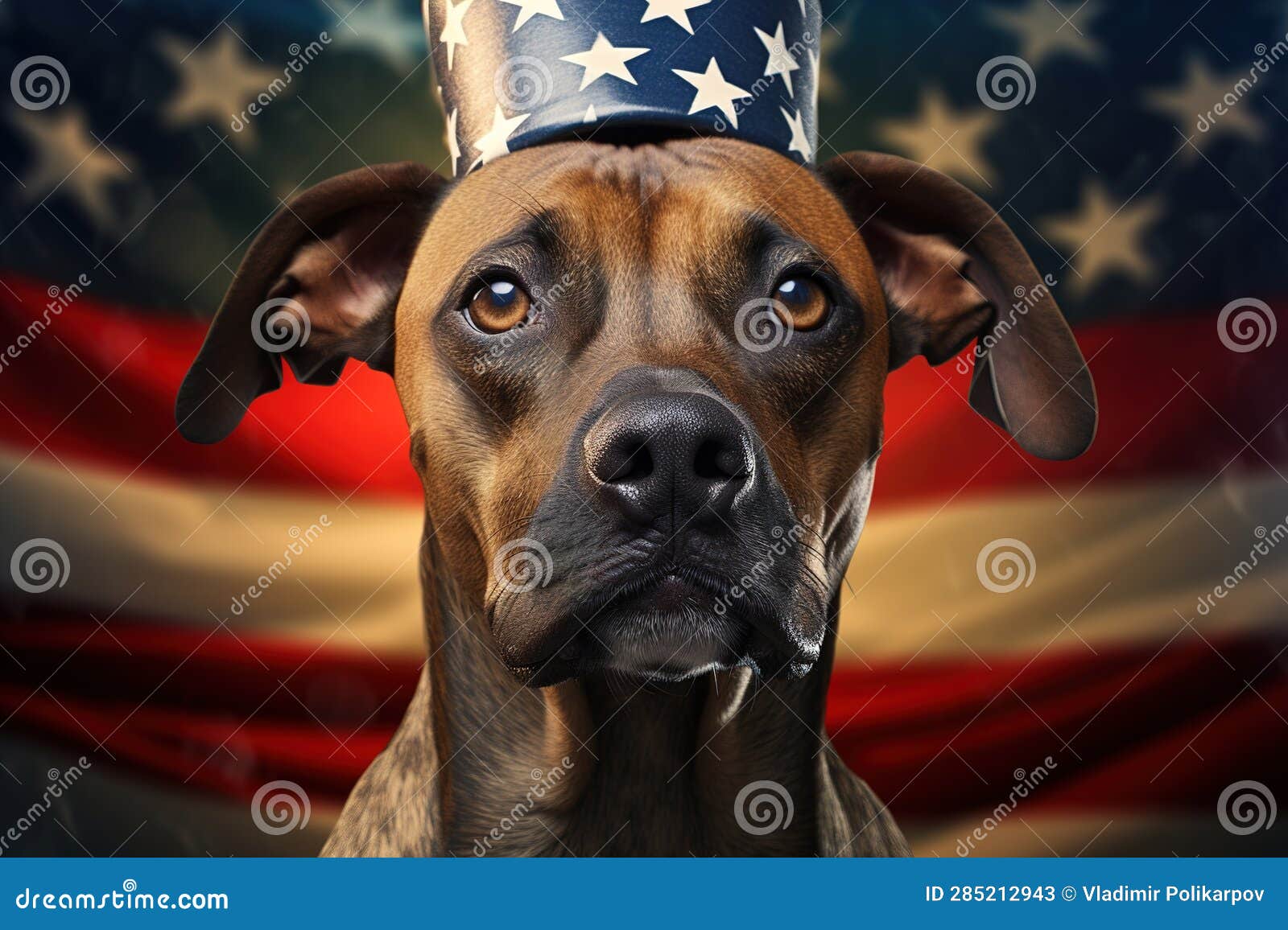 Independence Day. Dog with American Flag Stock Illustration ...