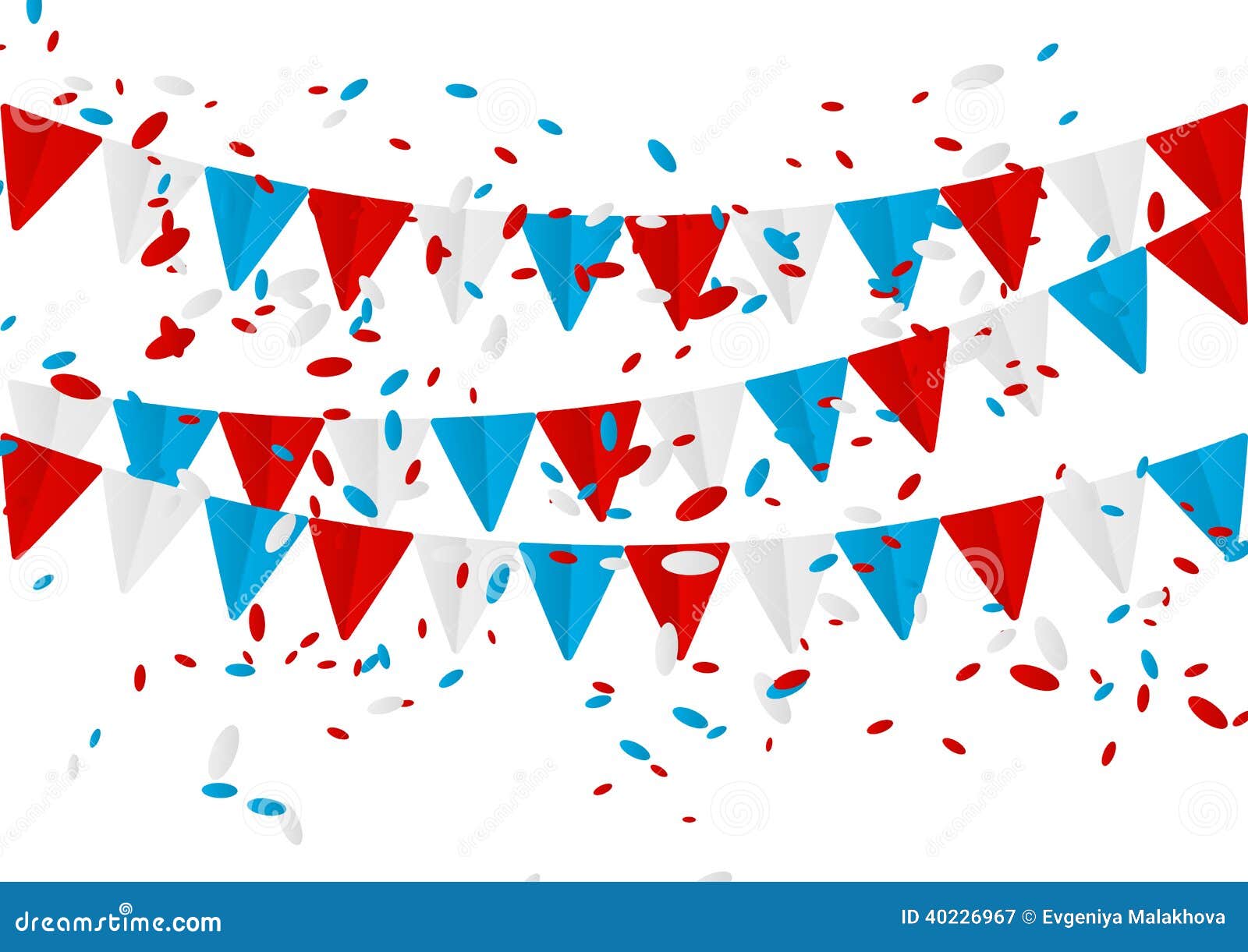 Independence Day Flags with Confetti Stock Vector - Illustration of ...