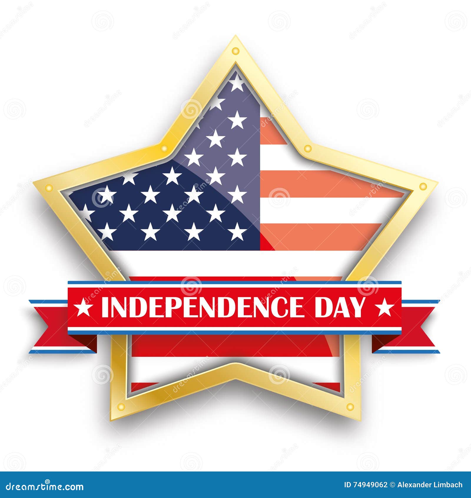 Independence Day Golden Star Ribbon Stock Vector - Illustration of ...