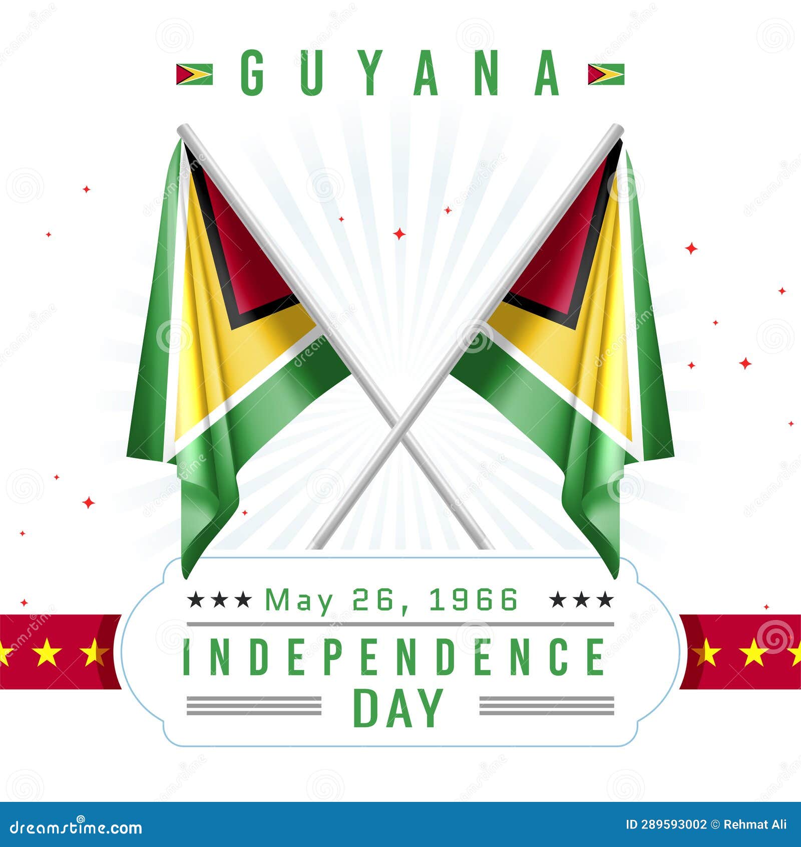 Independence Day of Guyana with Flag Stock Illustration - Illustration ...